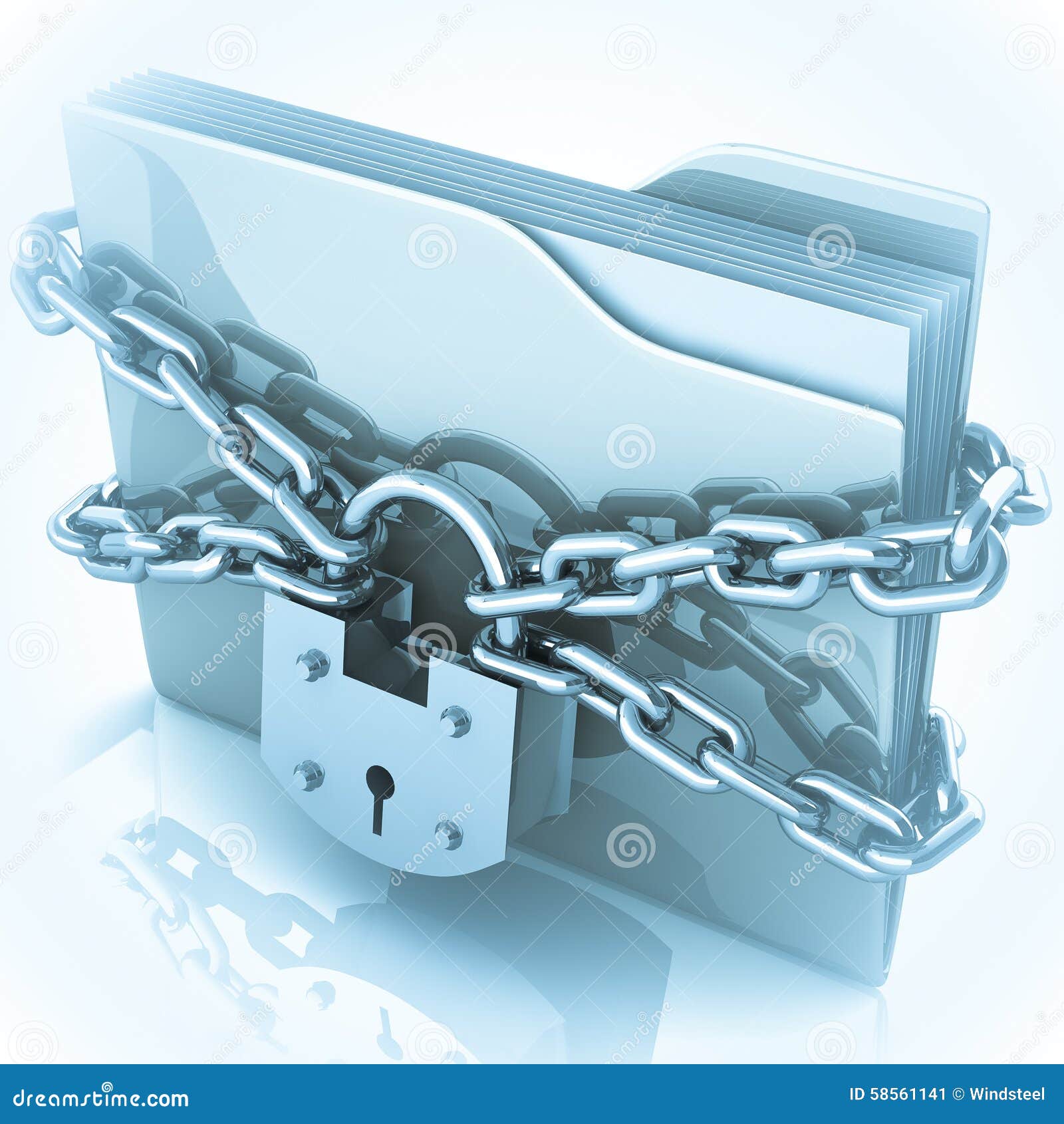 3D folder locked by chains stock illustration. Illustration of icon ...