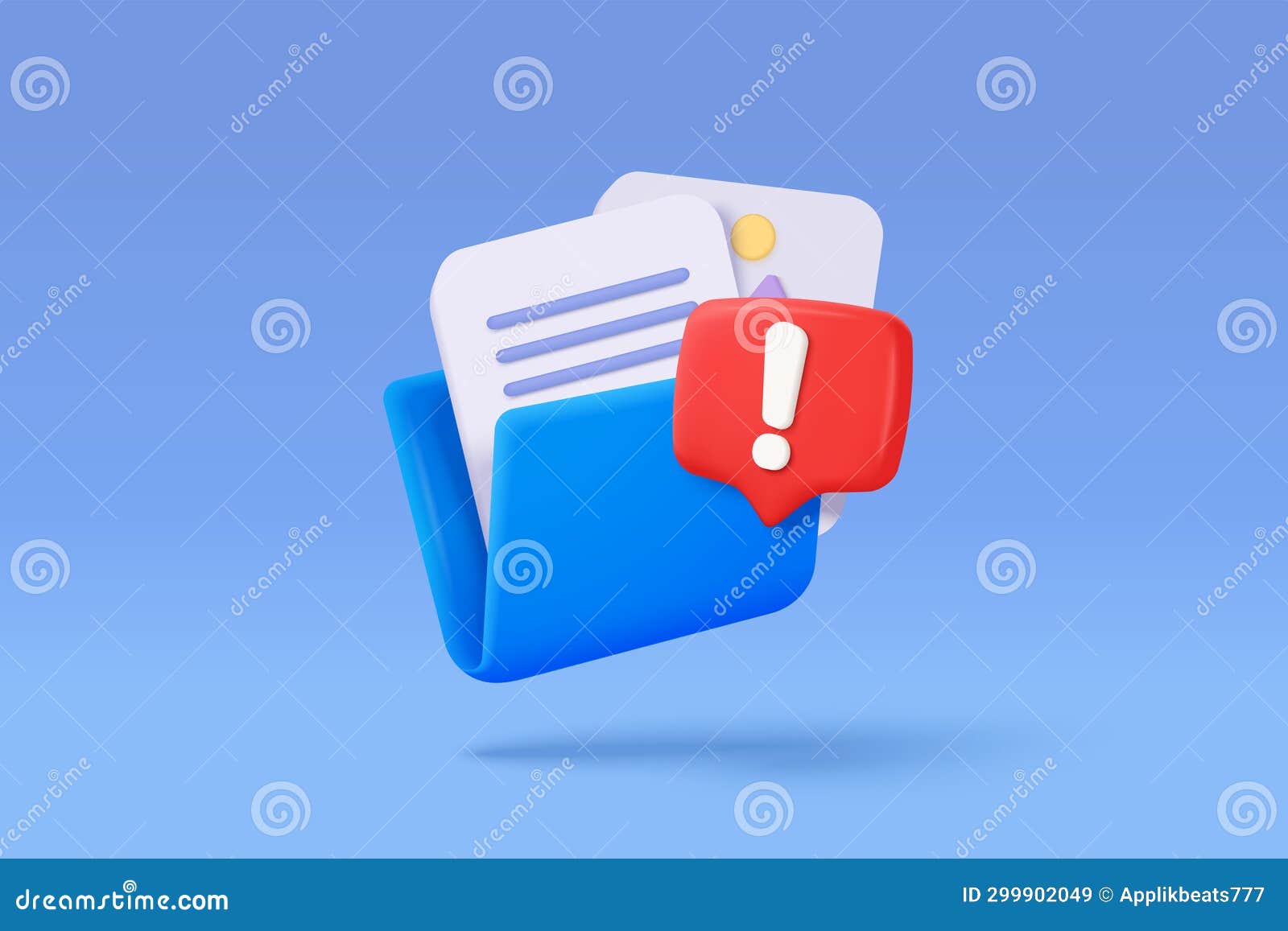 3d Folder and Paper for Management Multimedia File. Document File Work ...