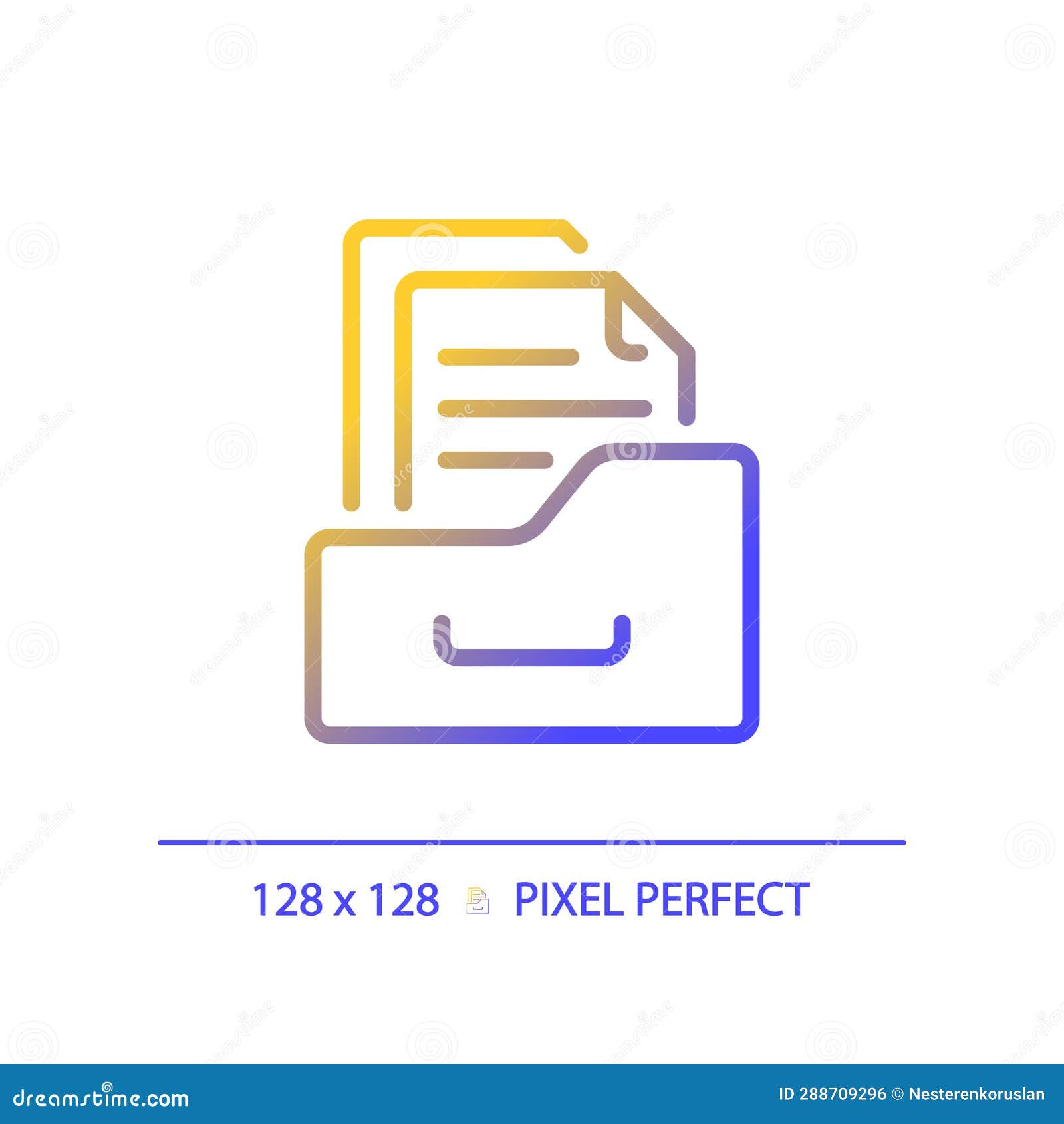 2D Folder Thin Linear Gradient Icon Stock Illustration - Illustration ...
