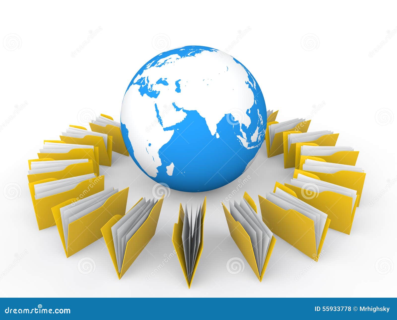 3d folders and earth globe stock illustration. Illustration of archive ...