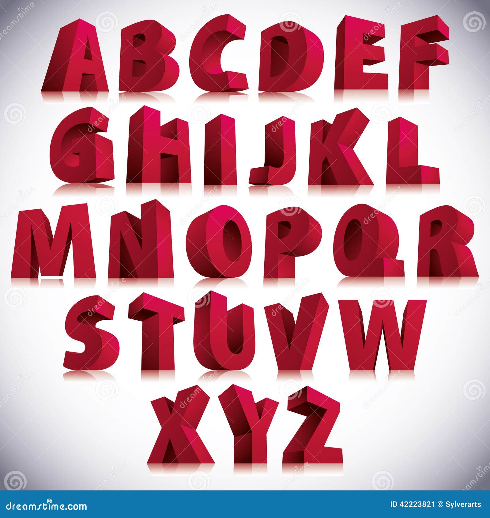 3D Font, Big Red Letters Standing. Stock Vector - Illustration of matte ...