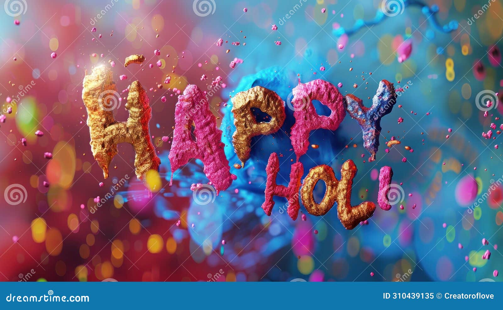 3d Font HAPPY HOLI Made of Holi Colors Stock Illustration ...