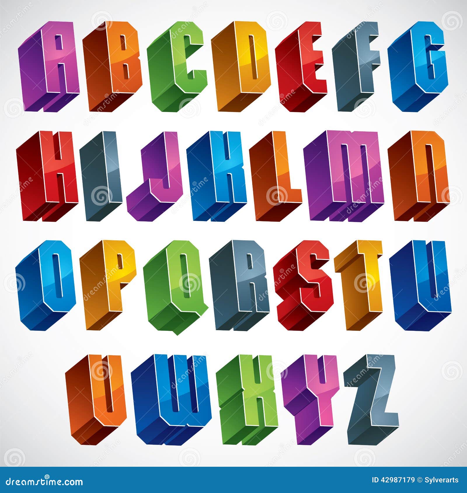 3d Font, Vector Bold and Heavy Letters. Stock Vector - Illustration of ...