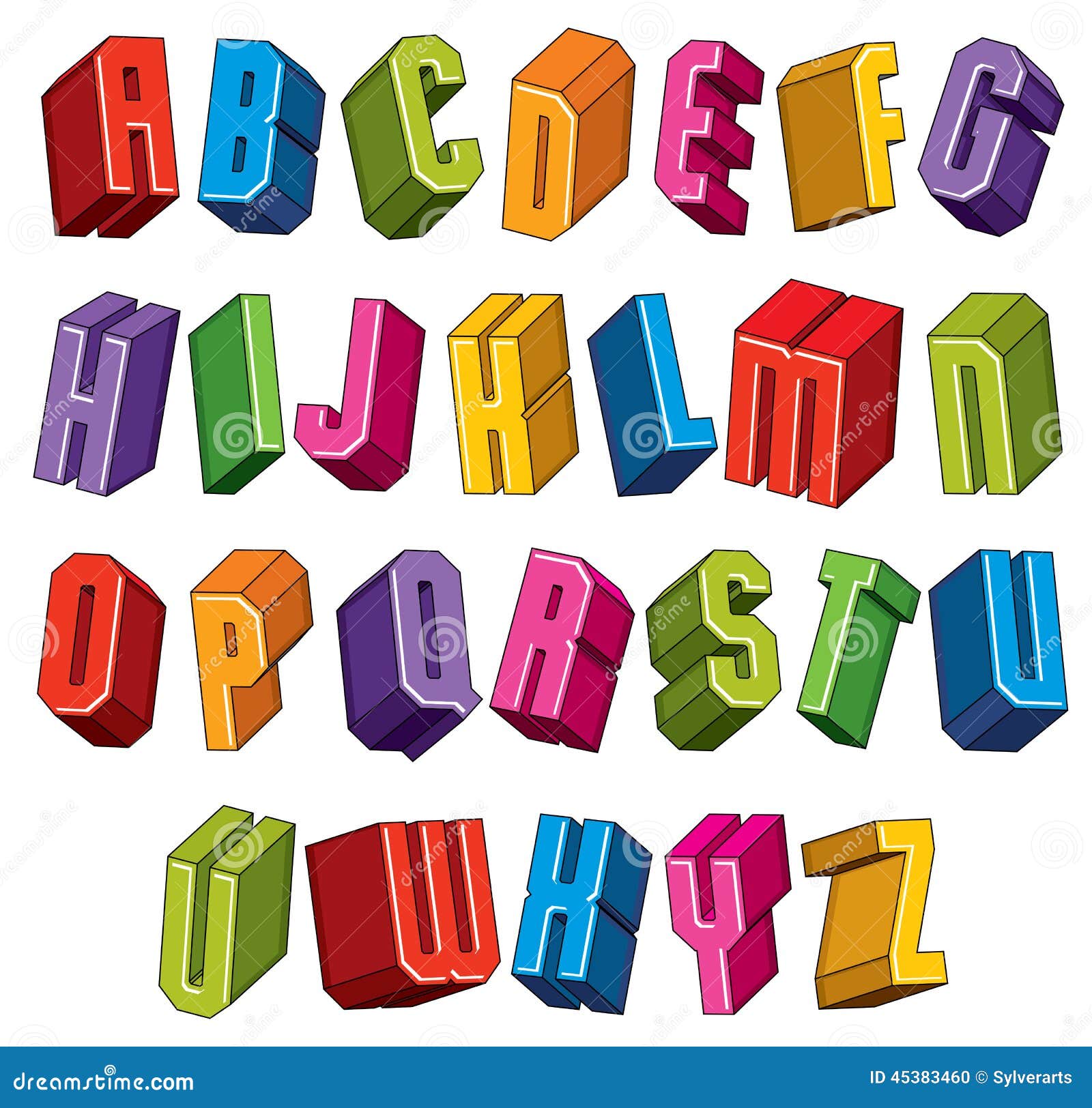 3d Font, Vector Bold and Heavy Letters, Geometric Stock Vector ...