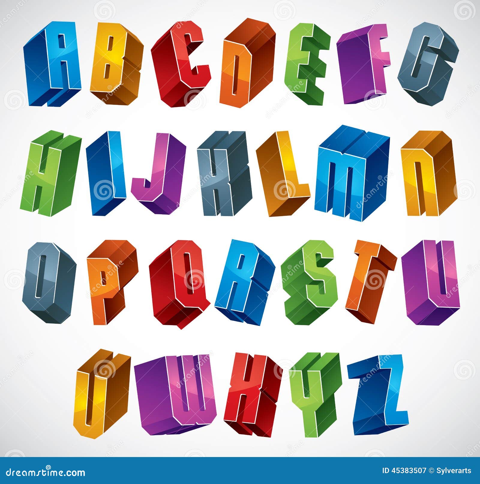 3d Font, Vector Bold and Heavy Letters. Stock Vector - Illustration of ...