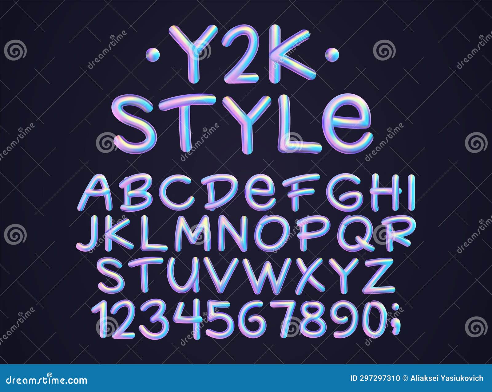 3D font in y2k. stock illustration. Illustration of cyberpunk - 297297310
