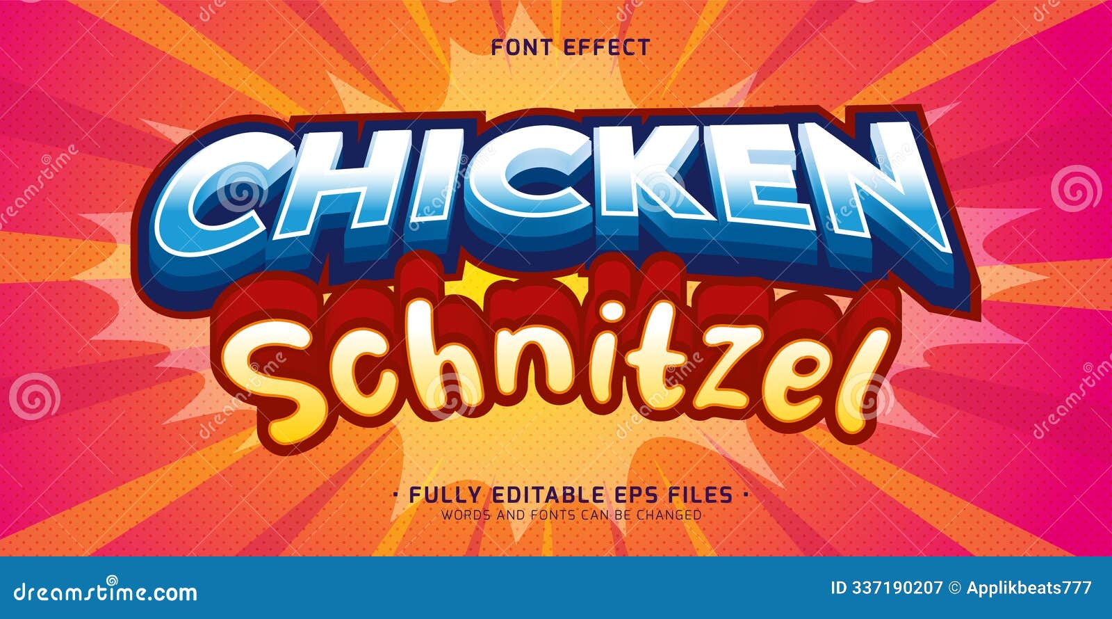 3d Food Menu Text Effect, Colorful Font Style Stock Vector ...