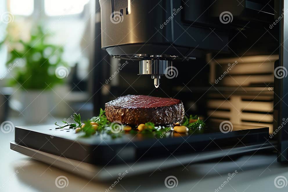 A 3D Food Printer Constructs a Plant-based Steak on a Sleek Kitchen ...