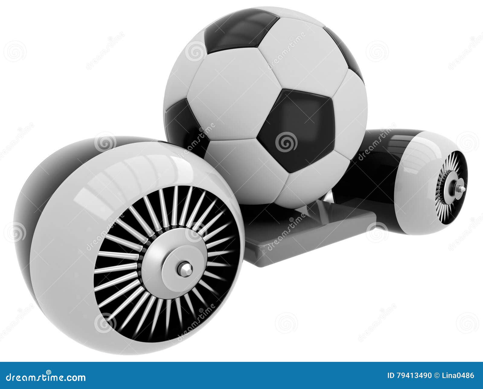 3D Football on Flying Engine Stock Illustration - Illustration of match ...