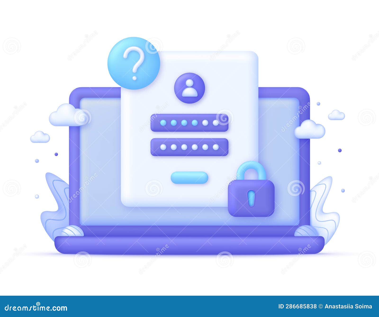 3D Forgot Password Illustration on Computer. Update Personal Data ...