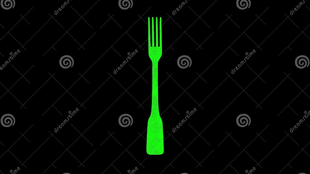 3D Fork on Black Background. Kitchenware Concept. Kitchen Fork ...