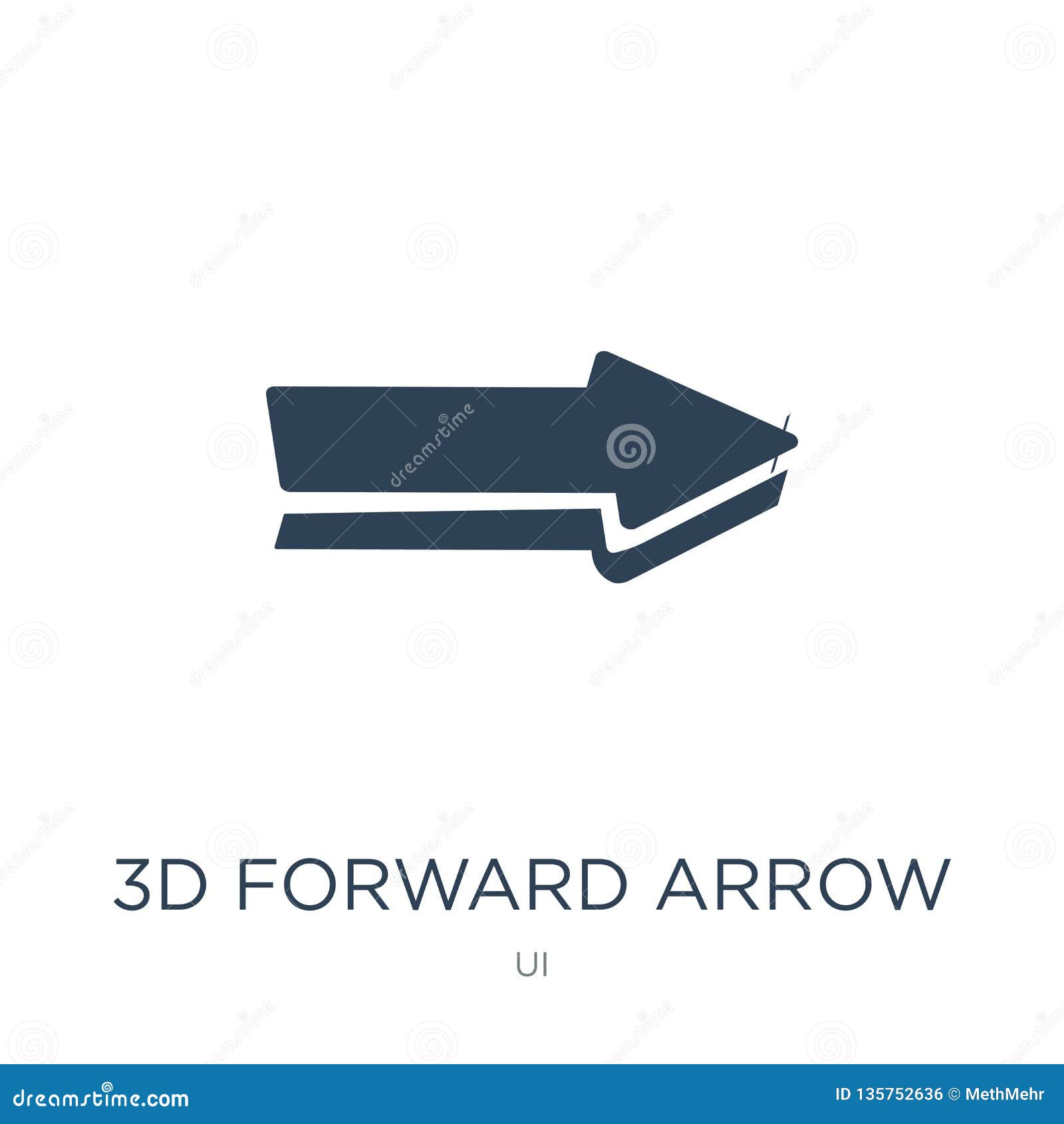 3d Forward Arrow Icon in Trendy Design Style. 3d Forward Arrow Icon ...