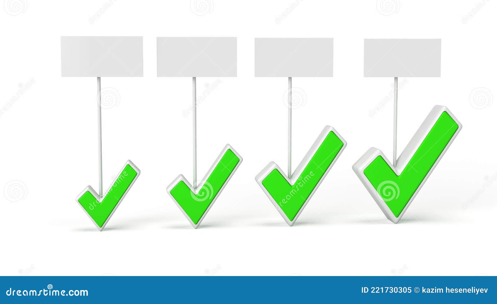 3D Four Check Icon with Board Stock Illustration - Illustration of ...