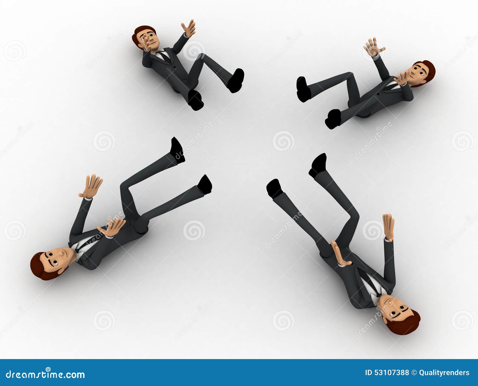 3d Four Men about To Catch Falling Object Concept Stock Illustration ...