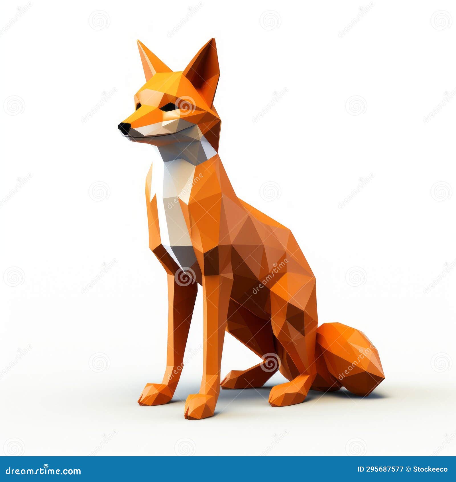 3d Fox in Polygonal Style on White Background Stock Illustration ...