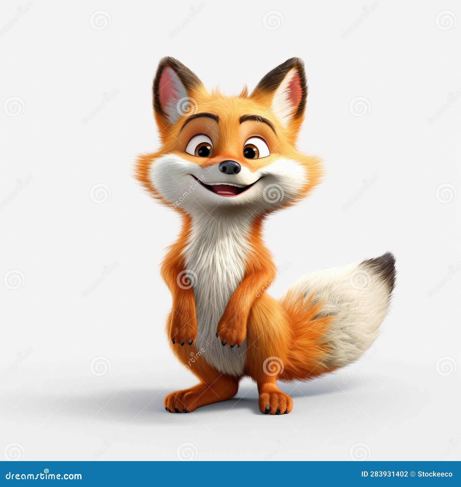 Charming Cartoon Foxy 3d Illustration in Hyper-realistic Style Stock ...