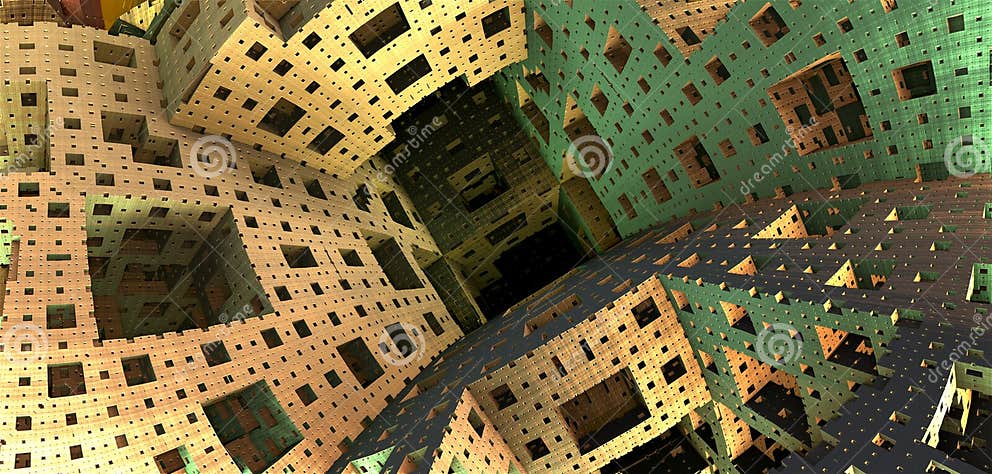 3D Fractal - Menger Sponge from within 3D Rendering Background Stock ...