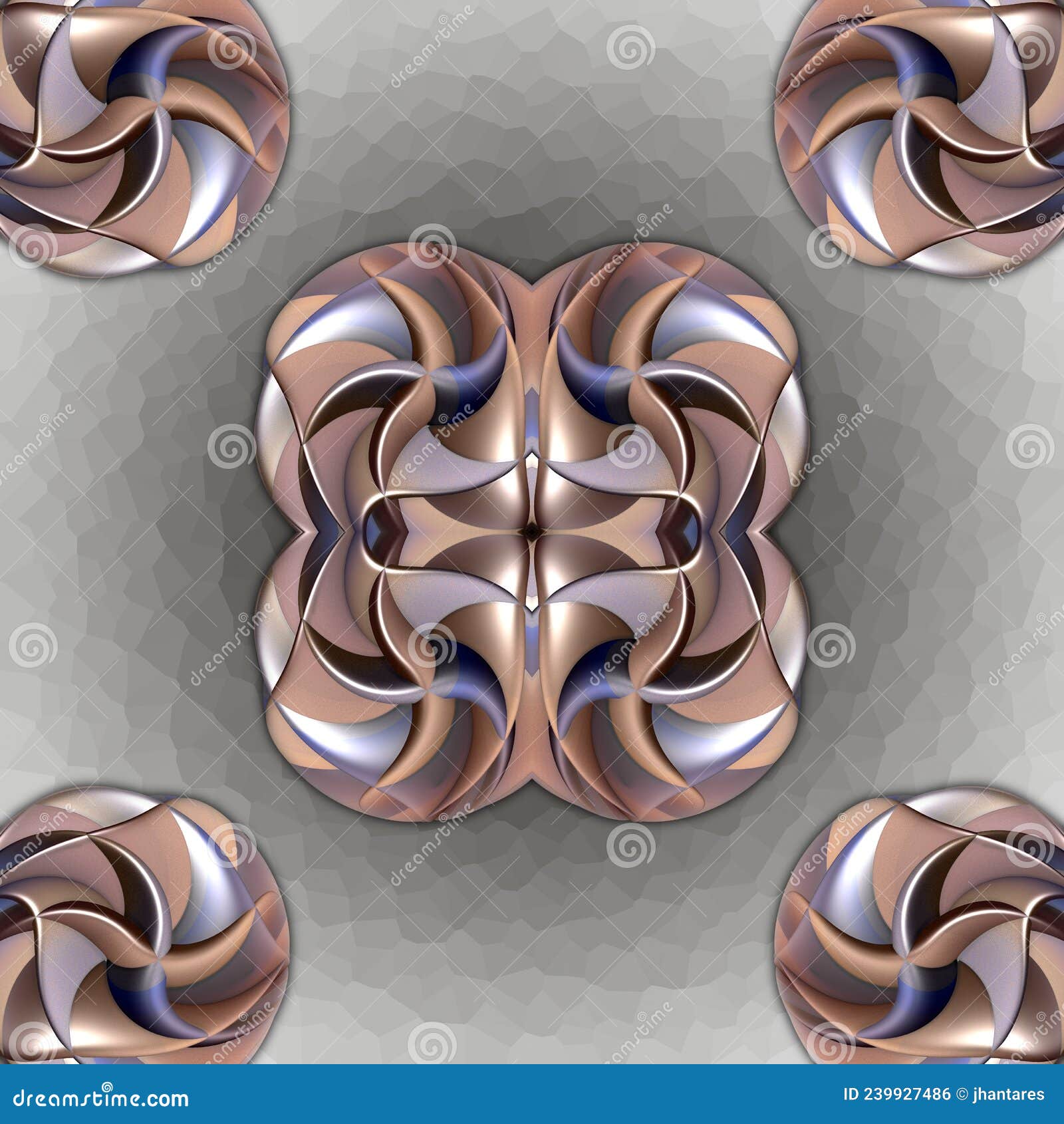 3d Fractal Metallic Surface Objects Stock Illustration - Illustration ...