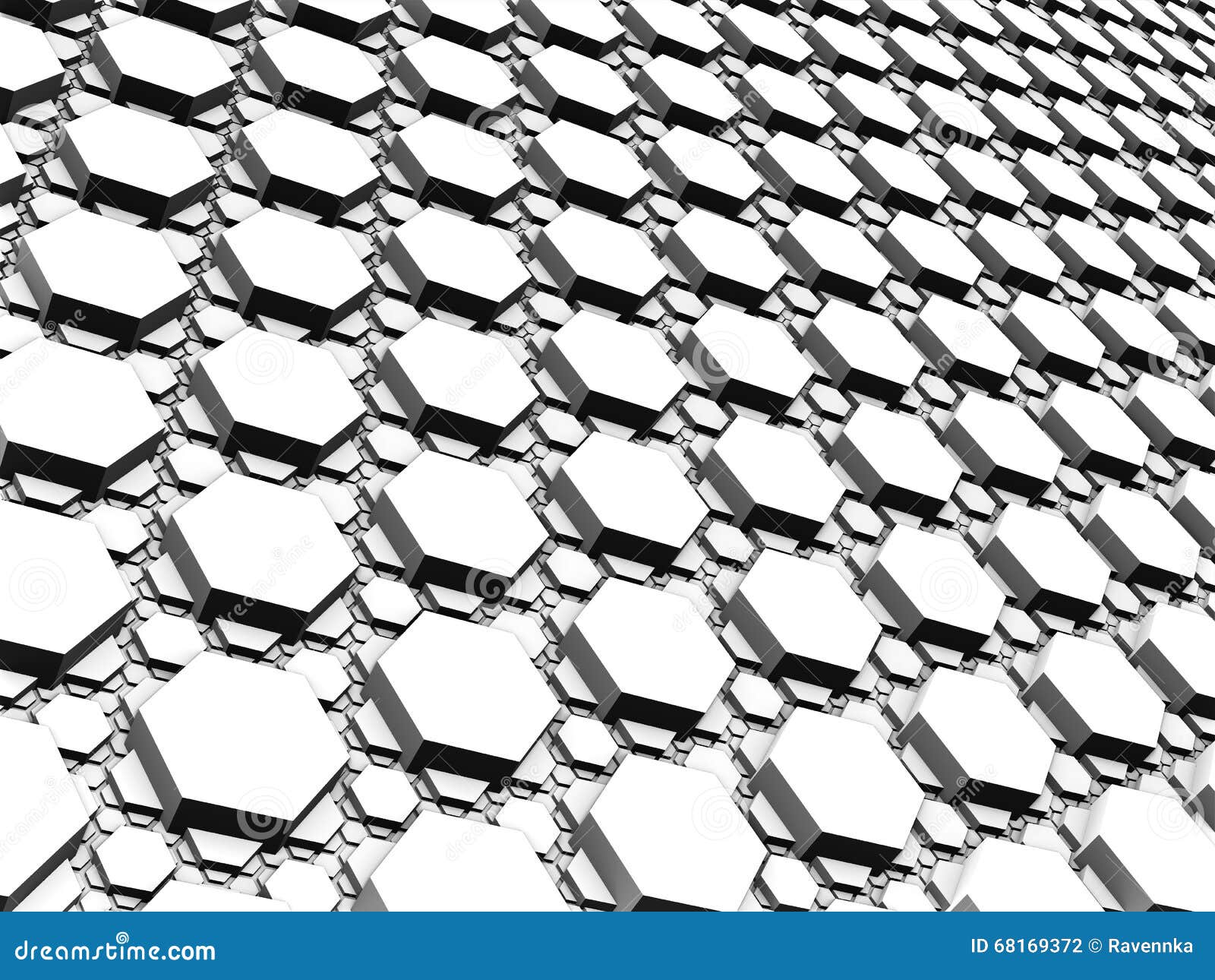 3D Fractal - Surface Made of Regular Small and Big Hexagons Stock ...