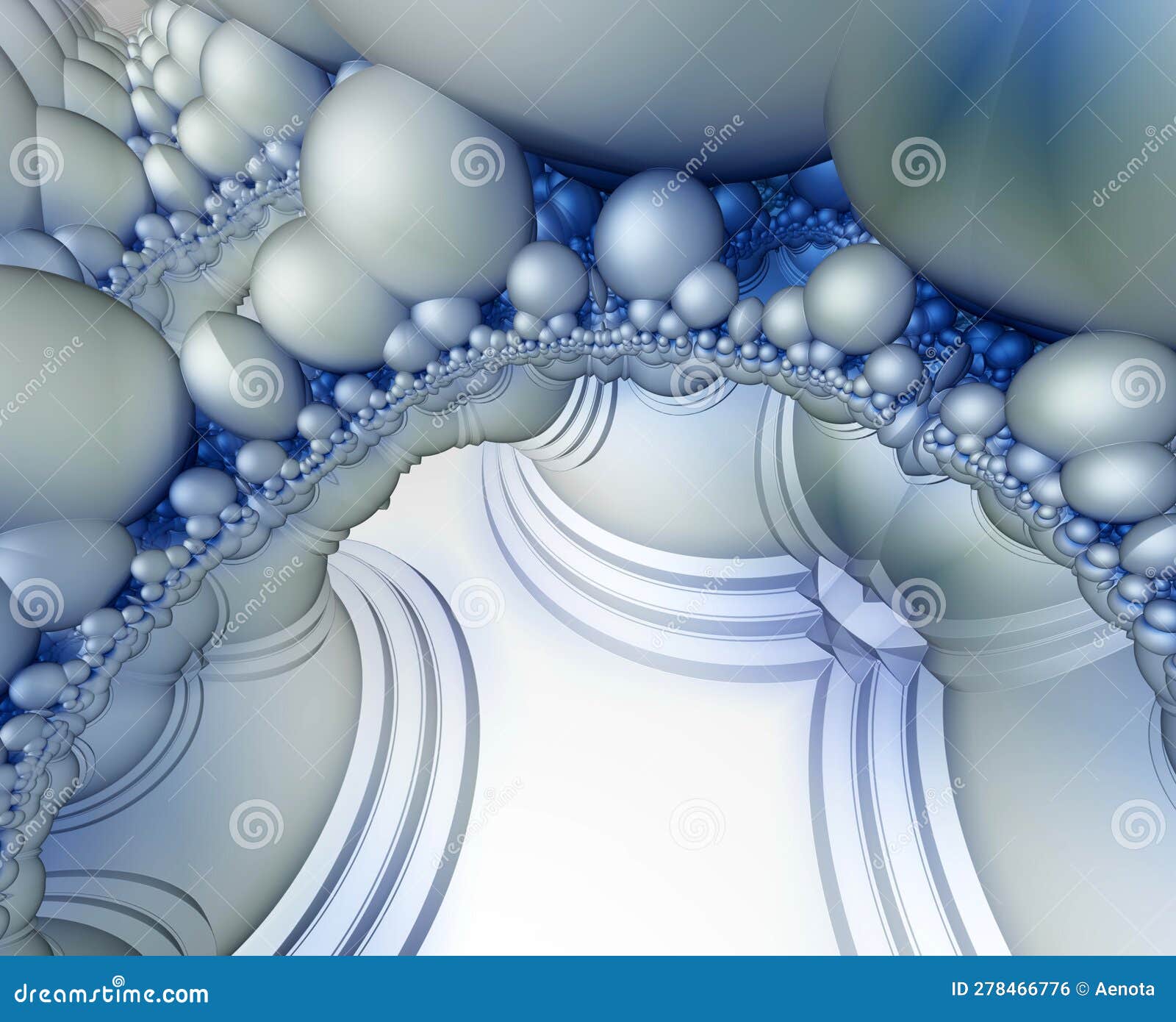 3D Fractal - White Interior Alien Spaceport Column Hall 3D Rendering ...