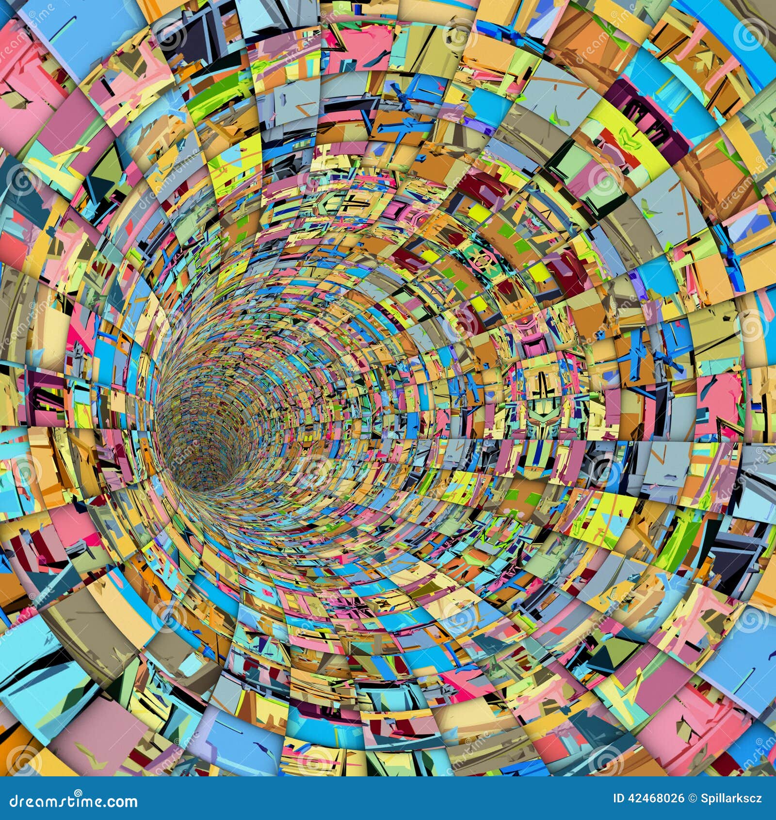 Tunnel From A Tile 3D Abstraction. Circular Tunnel Rectangular Chess ...