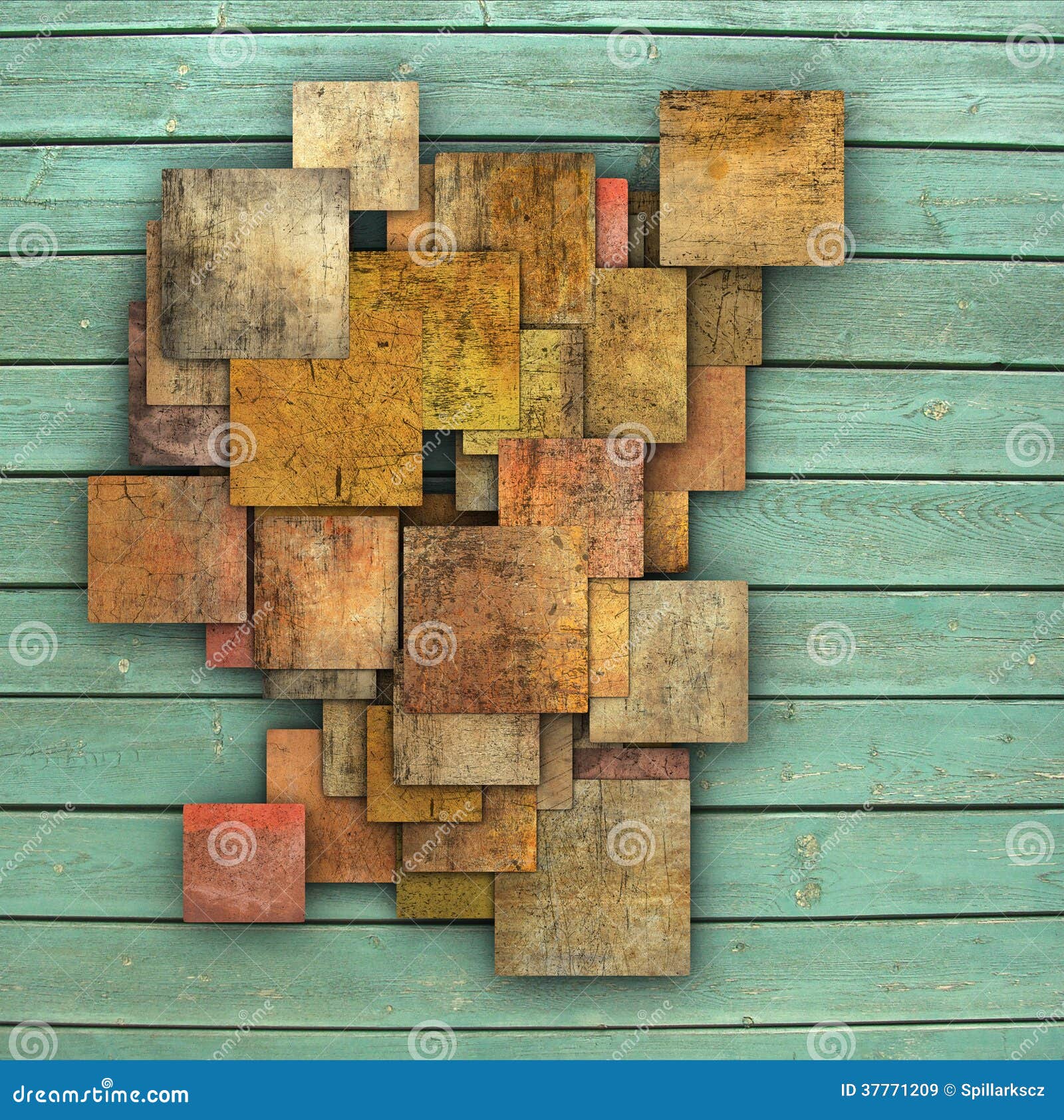 3d Fragmented Multiple Color Square Tile Grunge Pattern Backdrop Stock ...