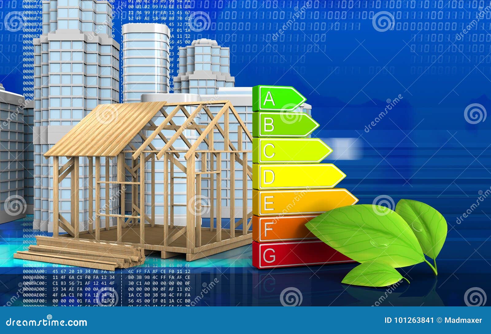 3d of Frame House Construction Stock Illustration - Illustration of ...