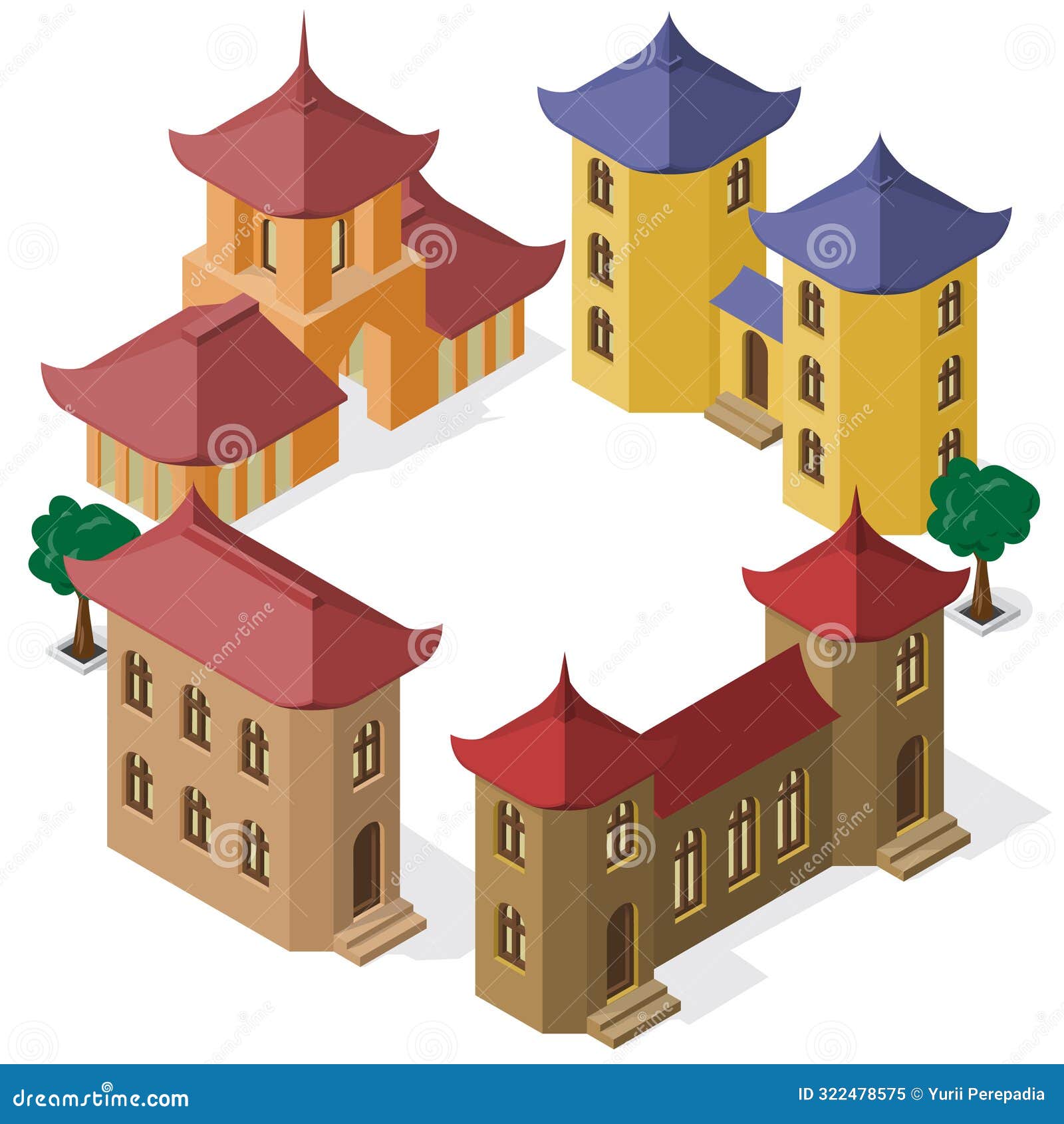 Isometric Architectural Model Of Neoclassical Courtyard Royalty-Free ...