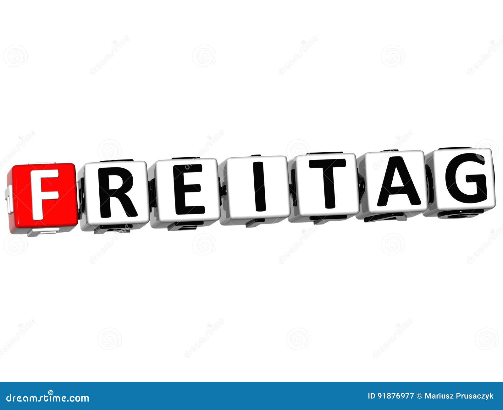 3D Freitag Im Deutsche Sprachknopf Klicken Hier Block-Text Stock ...