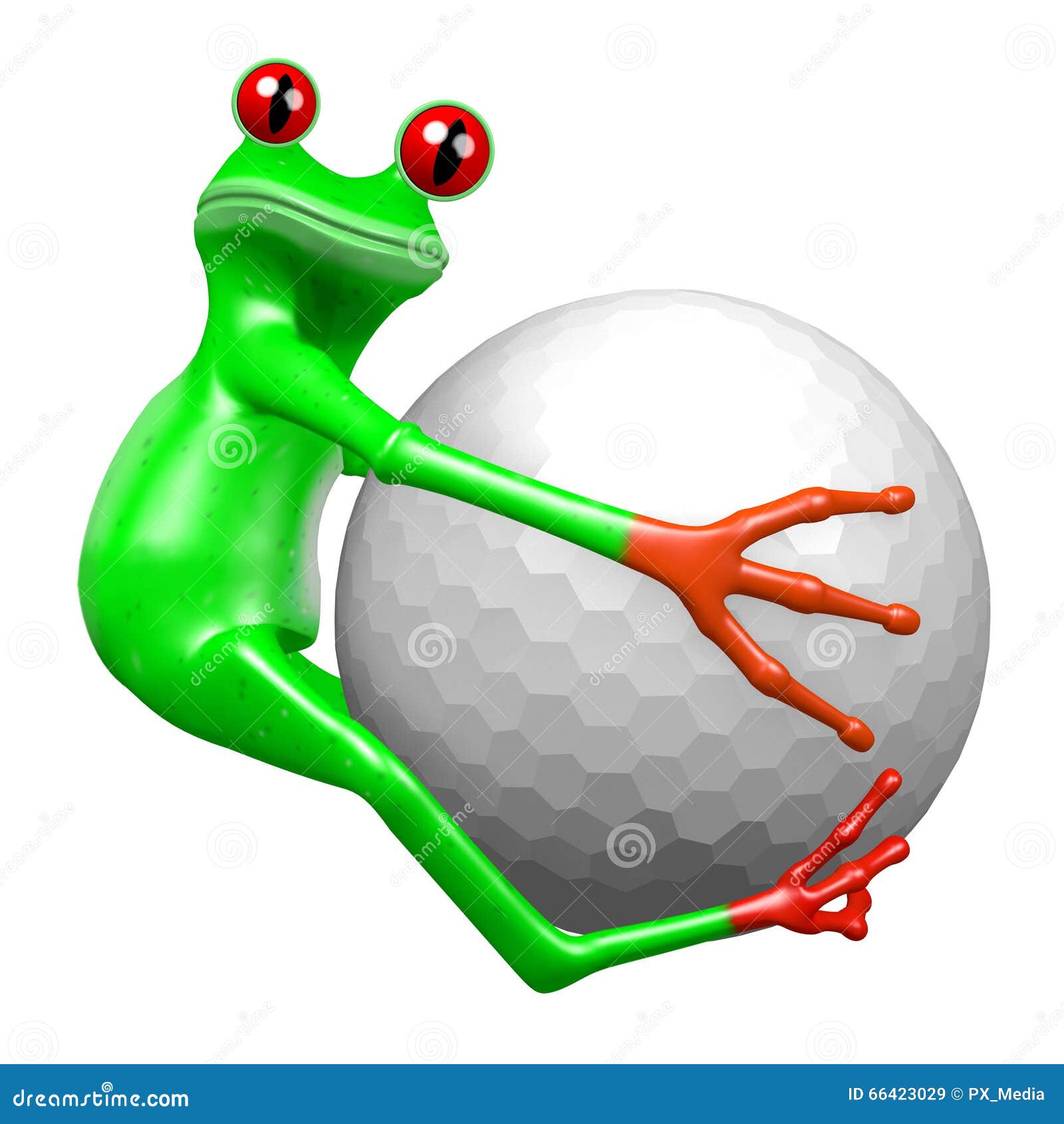 3D frog - golf ball stock illustration. Illustration of single - 66423029
