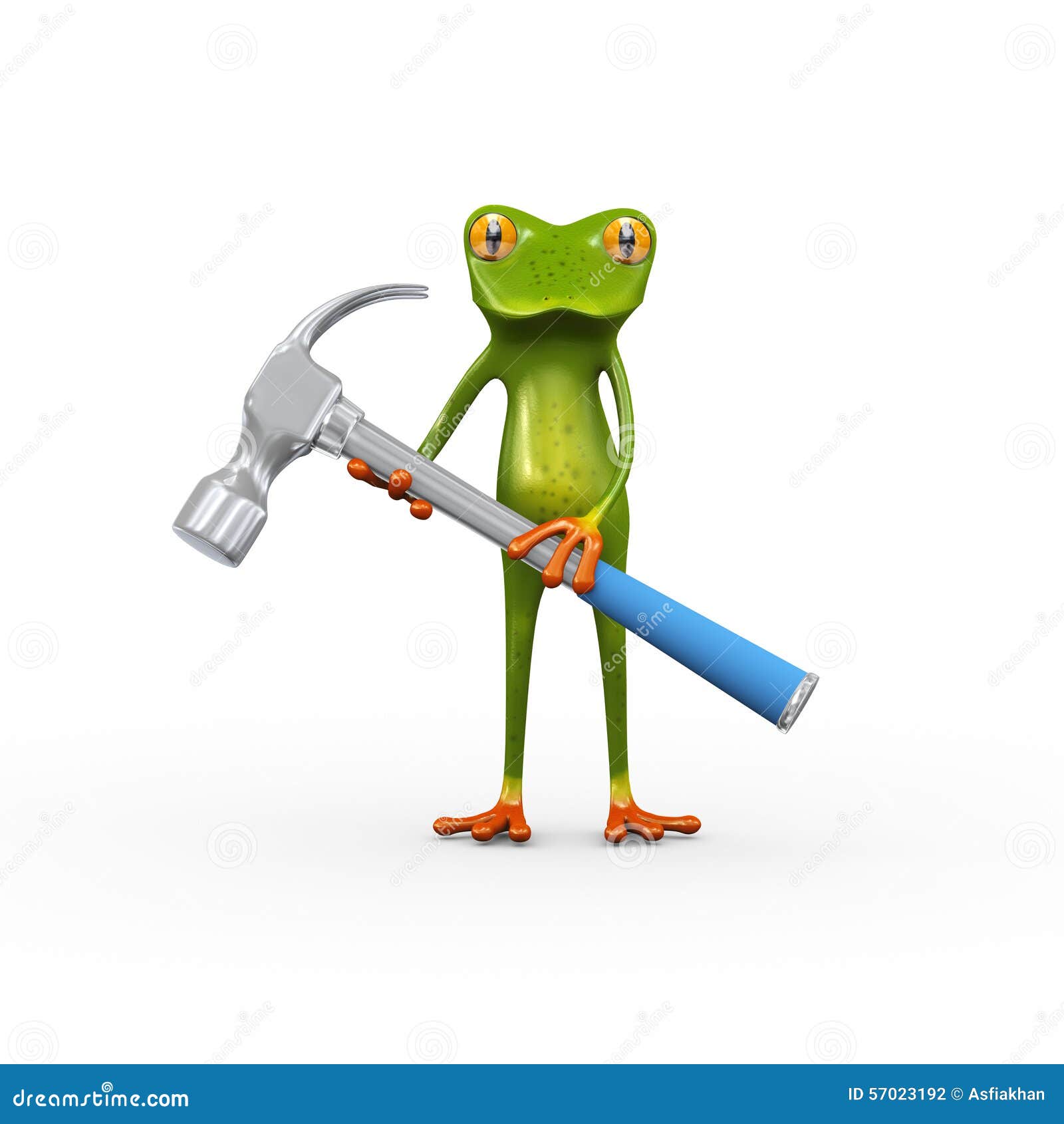 3d Frog Holding Hammer Stock Illustration - Image: 57023192