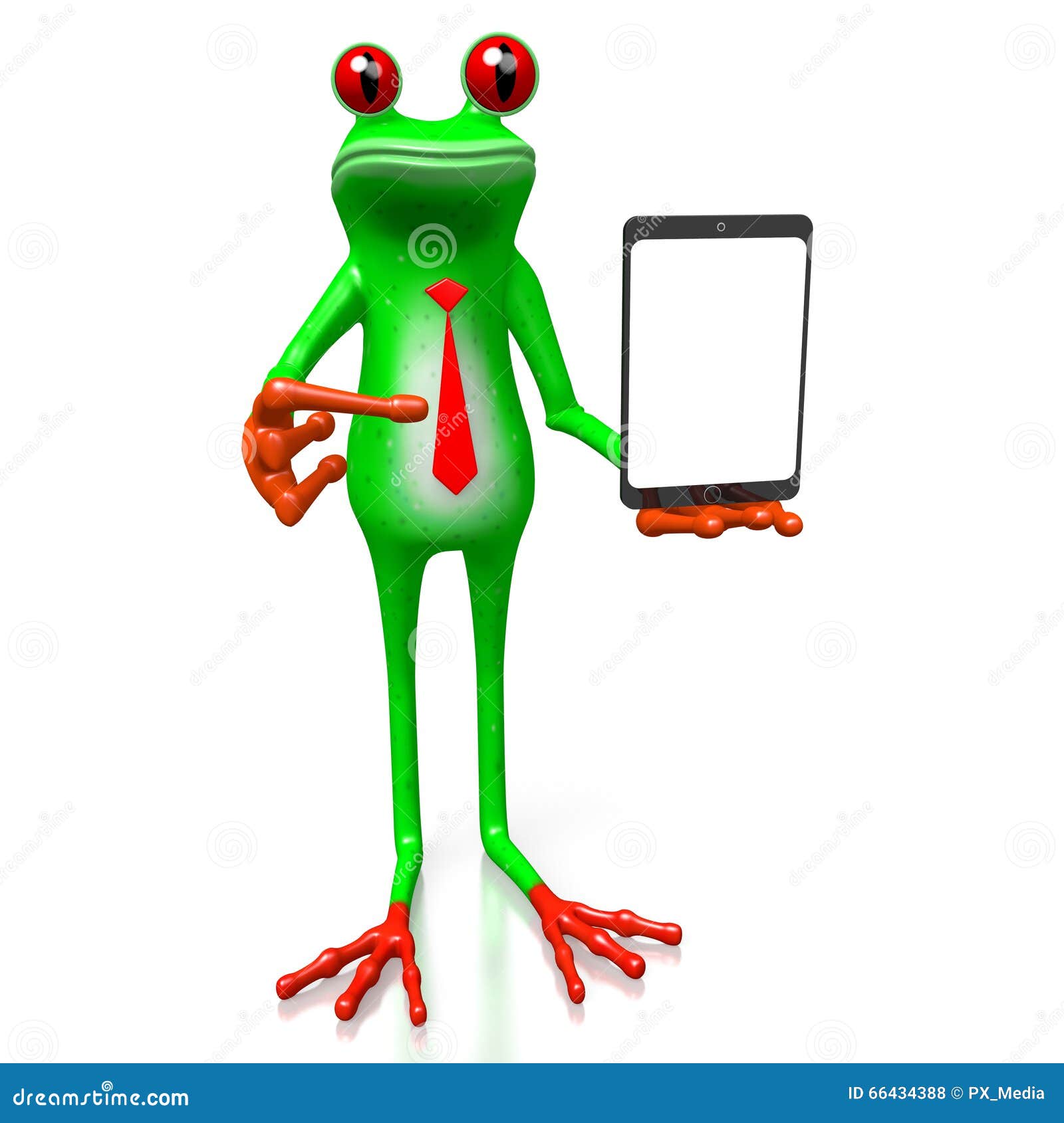 3D frog with a tablet stock illustration. Illustration of device - 66434388