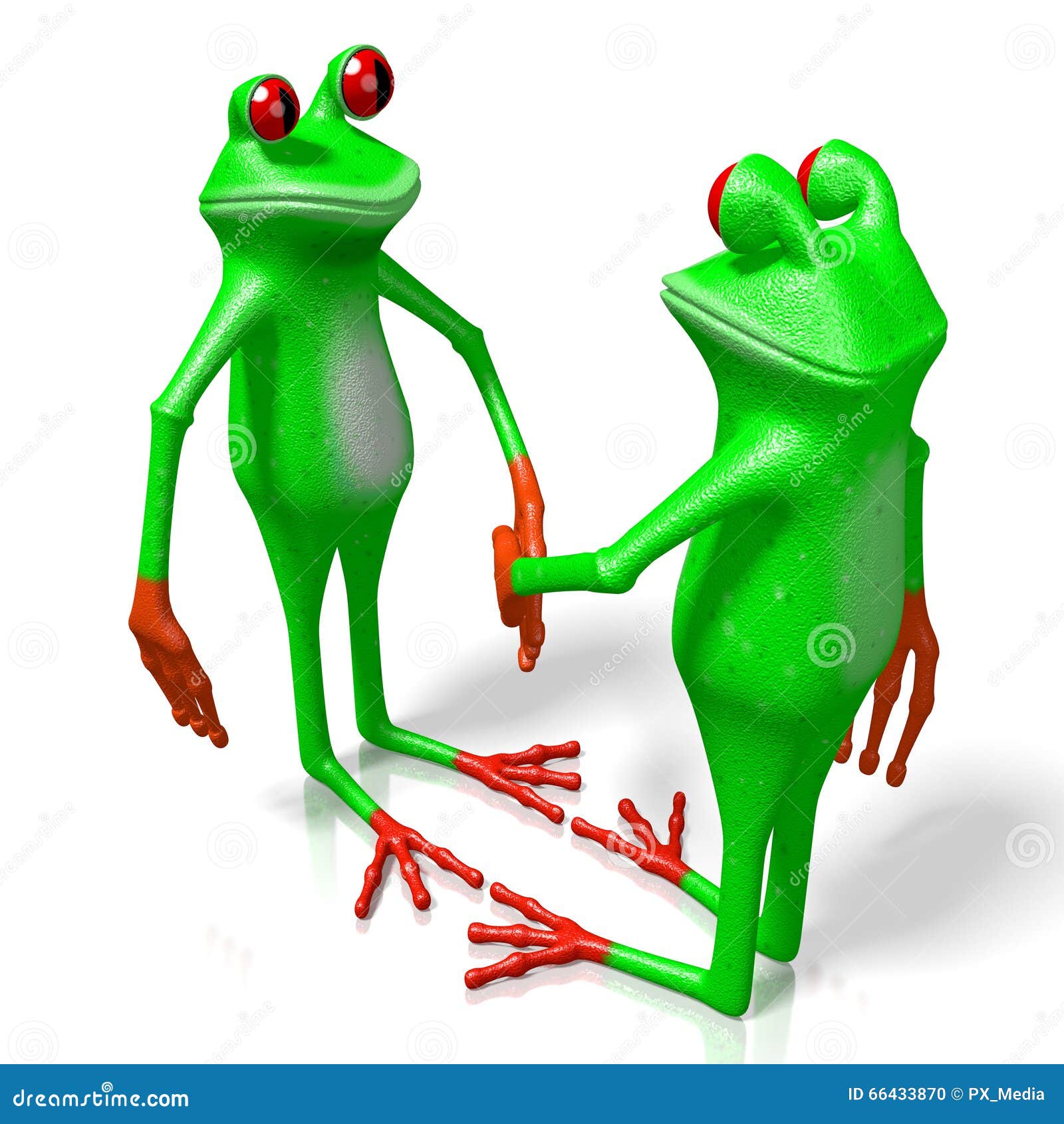 3D frogs - handshake stock illustration. Illustration of agreement ...