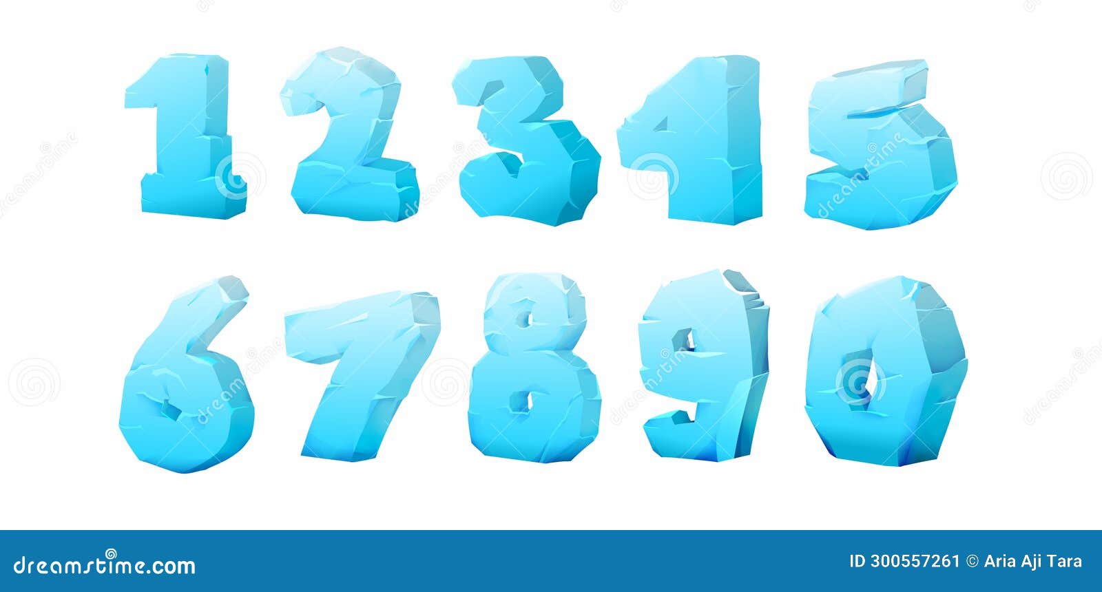 Frozen Font Alphabet Template. Set Of Blue White Hoarfrost Numbers And ...