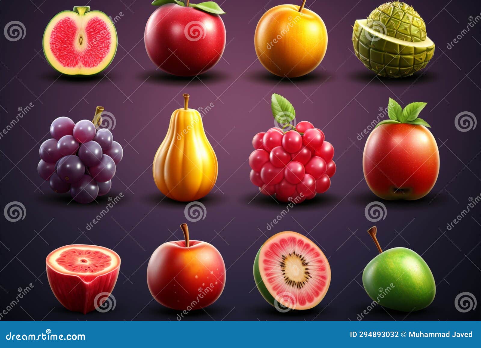 3D Fruit Icons, Adding Depth and Visual Appeal To Design Projects Stock ...