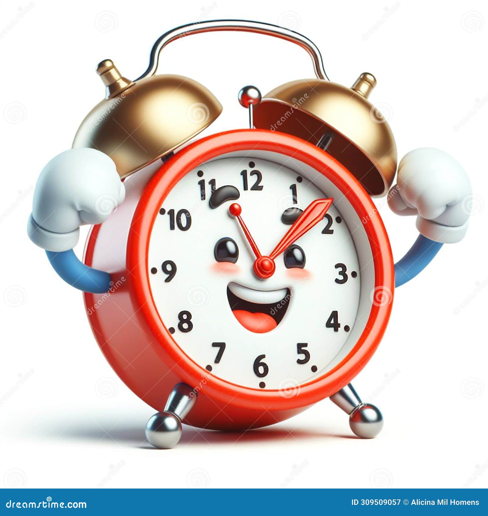3D Funny Alarm Clock Cartoon for Children Illustrations. AI Generated ...