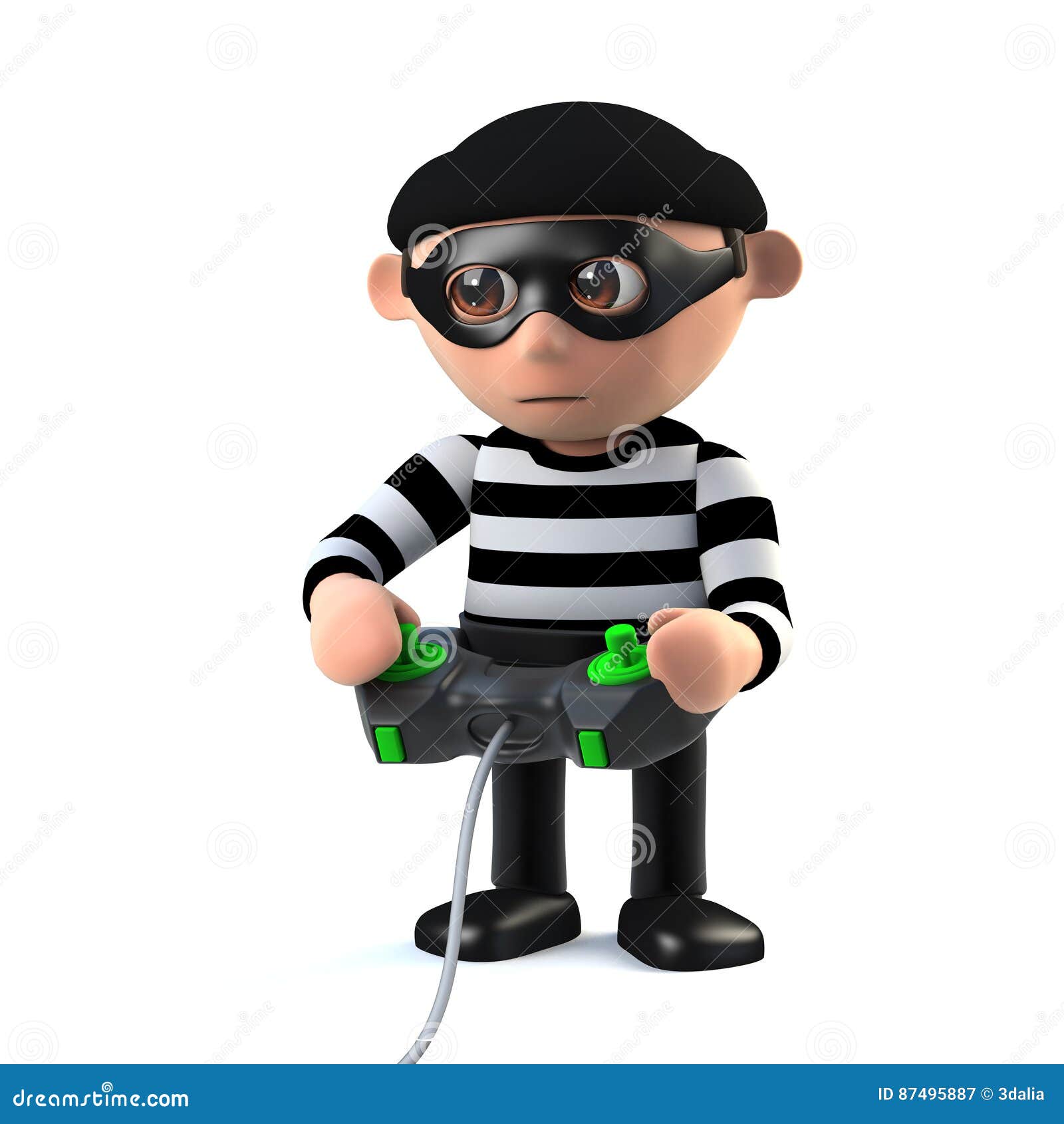 3d Funny Cartoon Burglar Character Plays a Videogame Stock Vector ...
