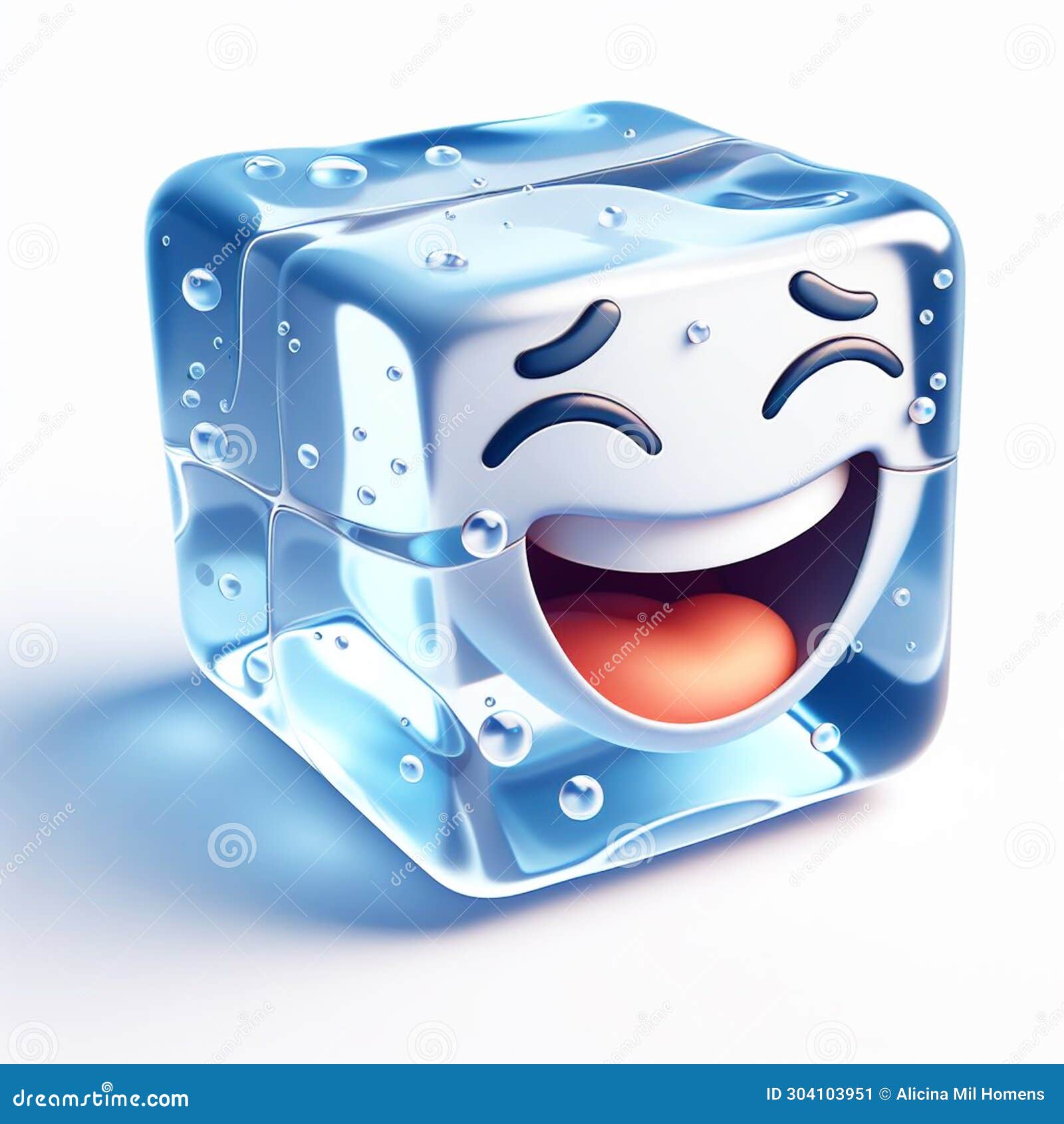 3D Funny Cartoon of an Ice Cube To Refresh Drinks. AI Generated Stock ...