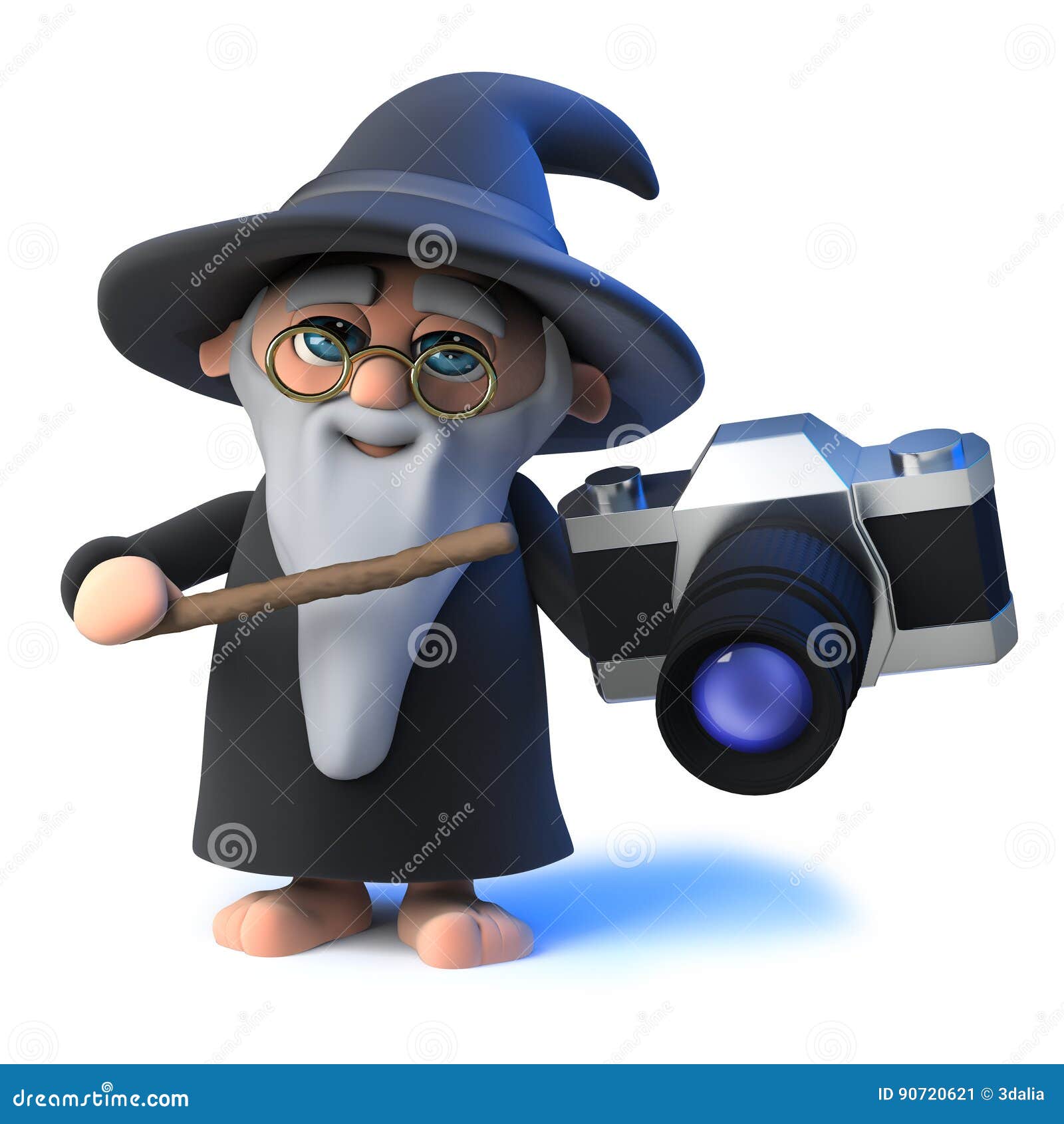 Wizard Character In Action Poses. Colorful Raster Illustration In Flat ...