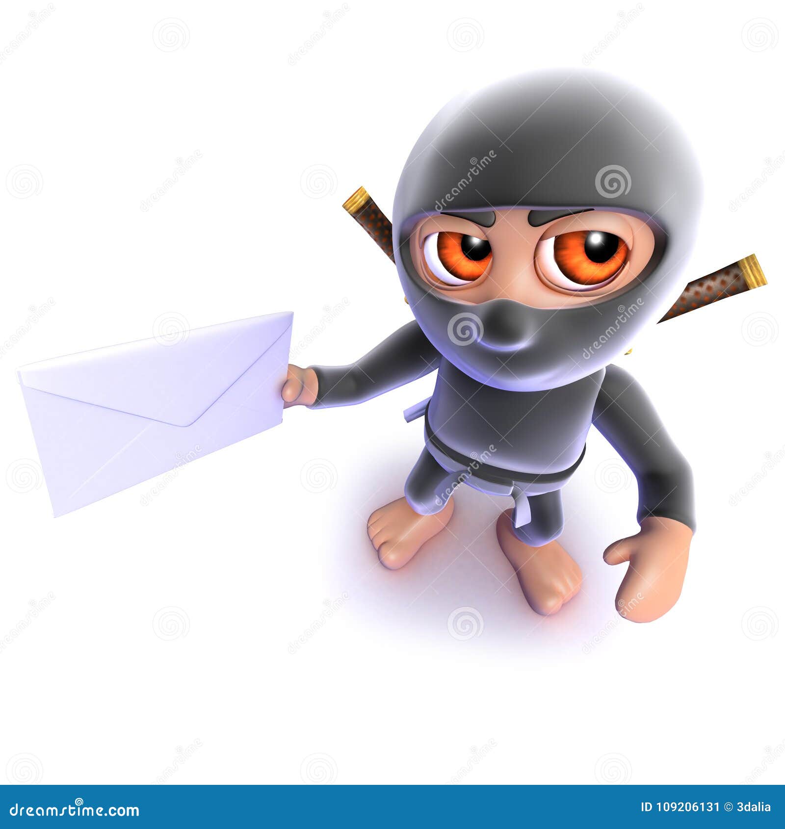 Ninja Assassin Character In A Full Black Costume Standing In A Combat ...