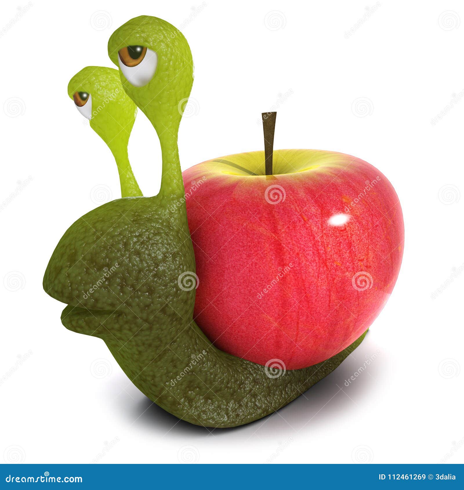 3d Funny Cartoon Snail Character Carrying a Heart instead of a Shell ...