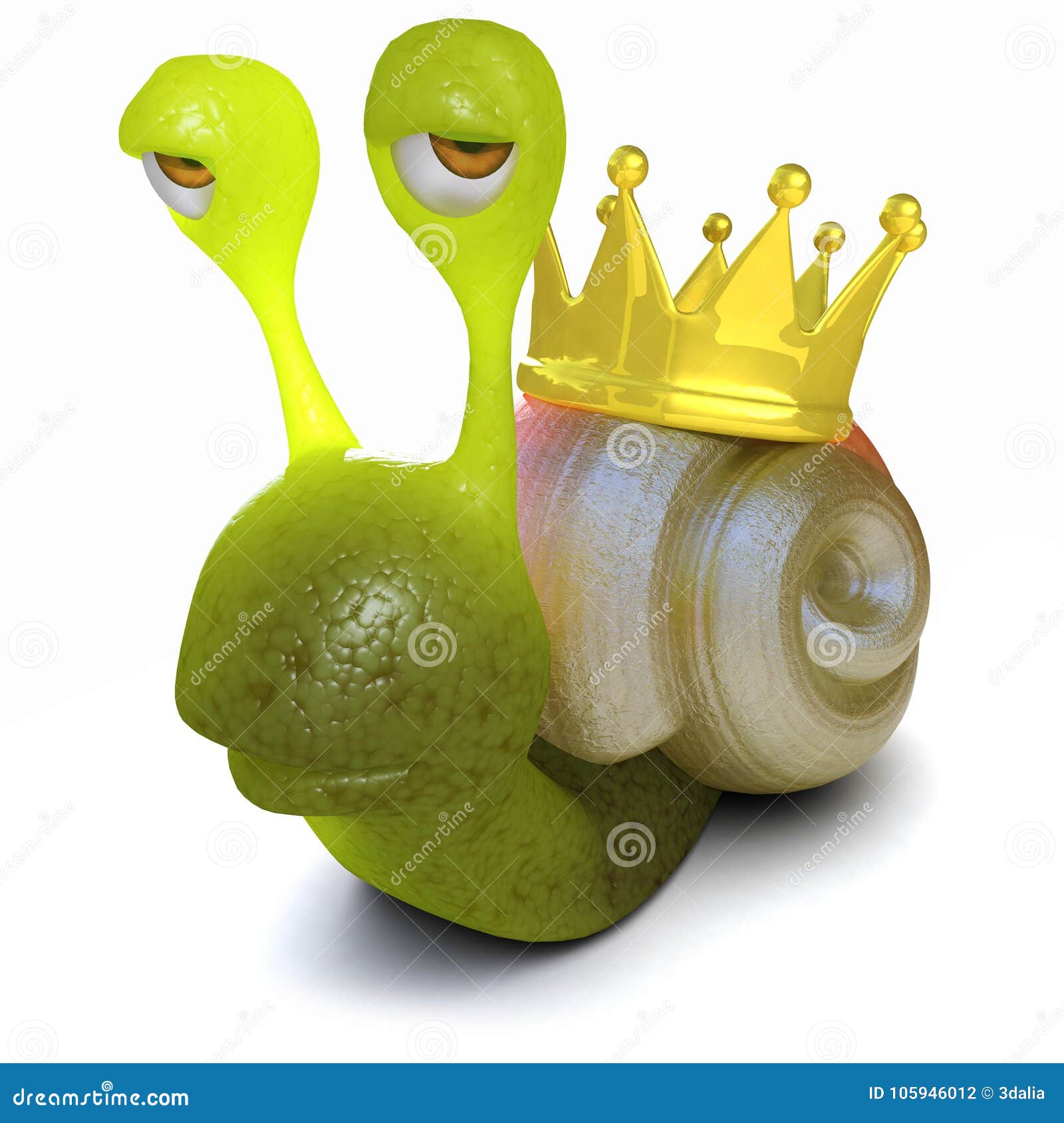 3d Funny Cartoon Snail with a Gold Crown on Its Shell Stock Vector ...