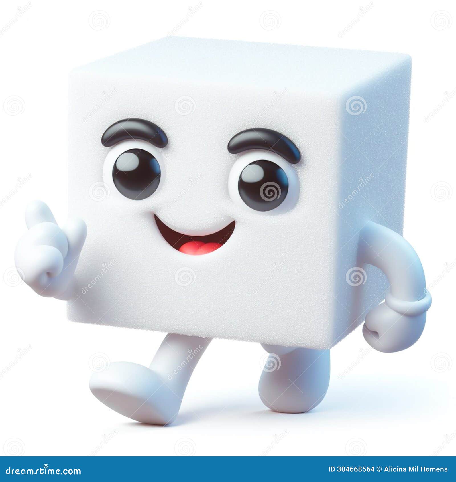 3D Funny Cartoon of a Sugar Cube. AI Generated Stock Illustration ...