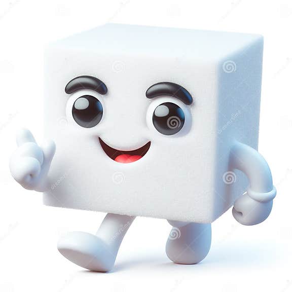 3D Funny Cartoon of a Sugar Cube. AI Generated Stock Illustration ...