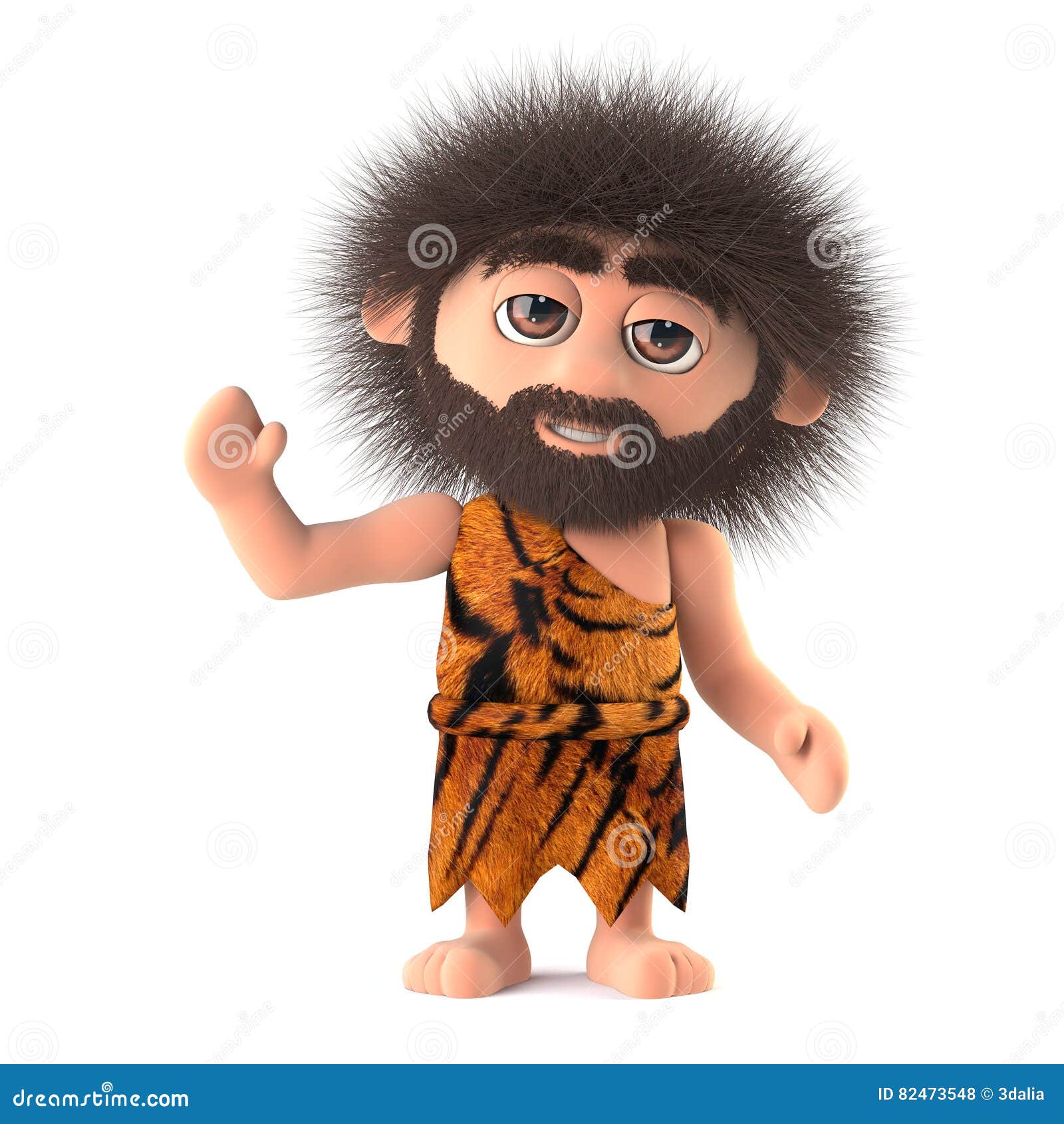 3d Funny Caveman Waves Hello Stock Illustration - Illustration of humor ...