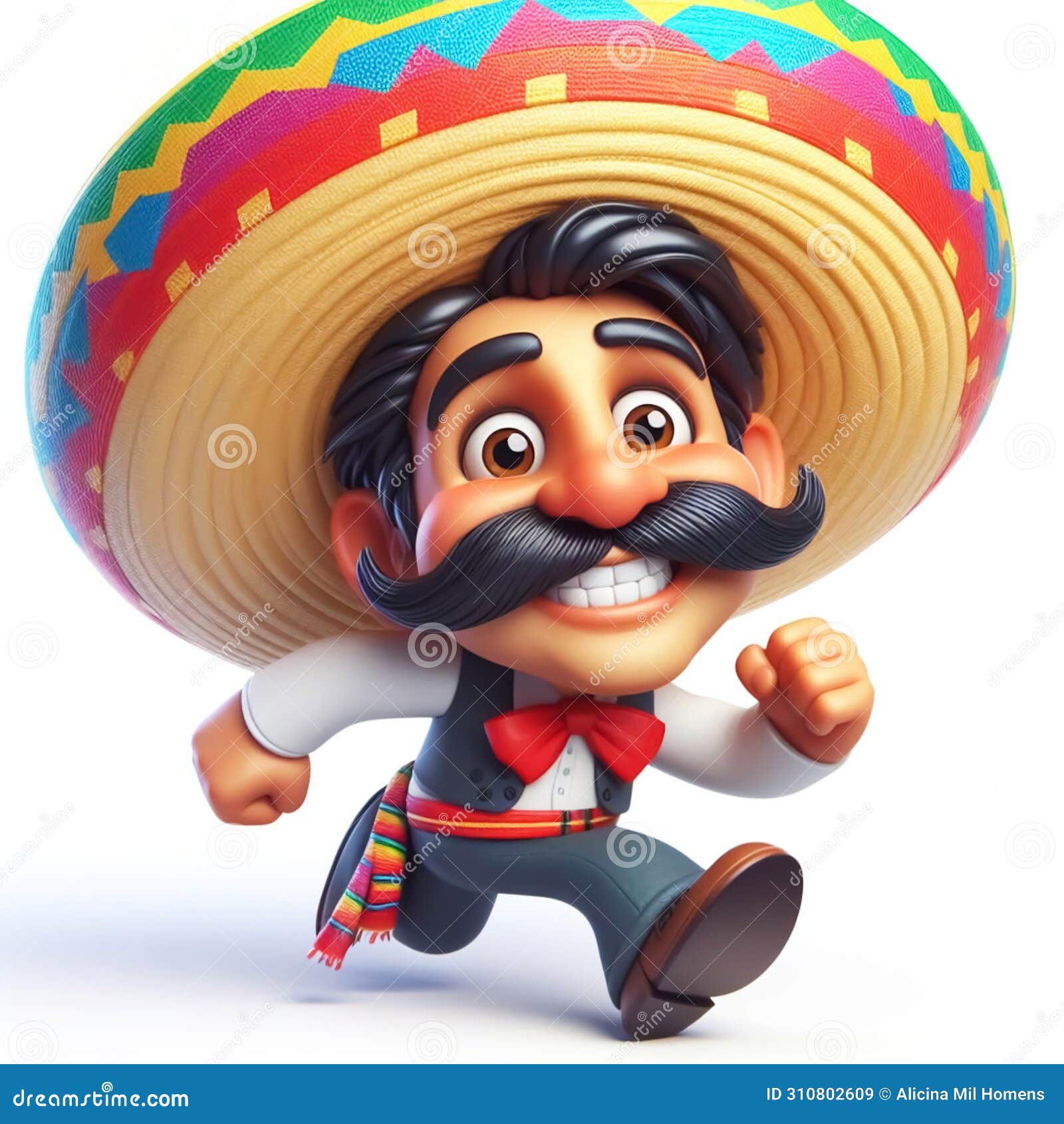 3D Funny Cute Mexican Cartoon, with Charro Hat. AI Generated Stock ...