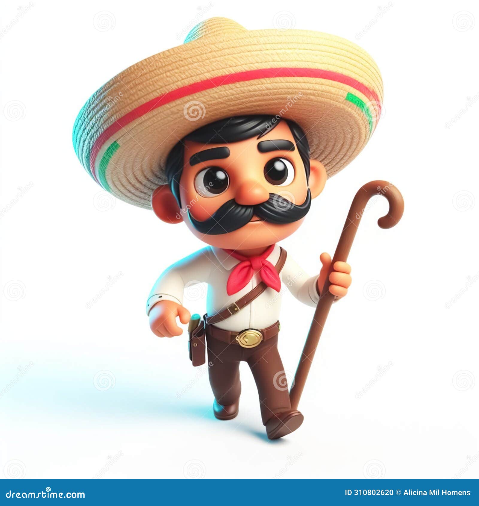 3D Funny Cute Mexican Cartoon, with Charro Hat. AI Generated Stock ...