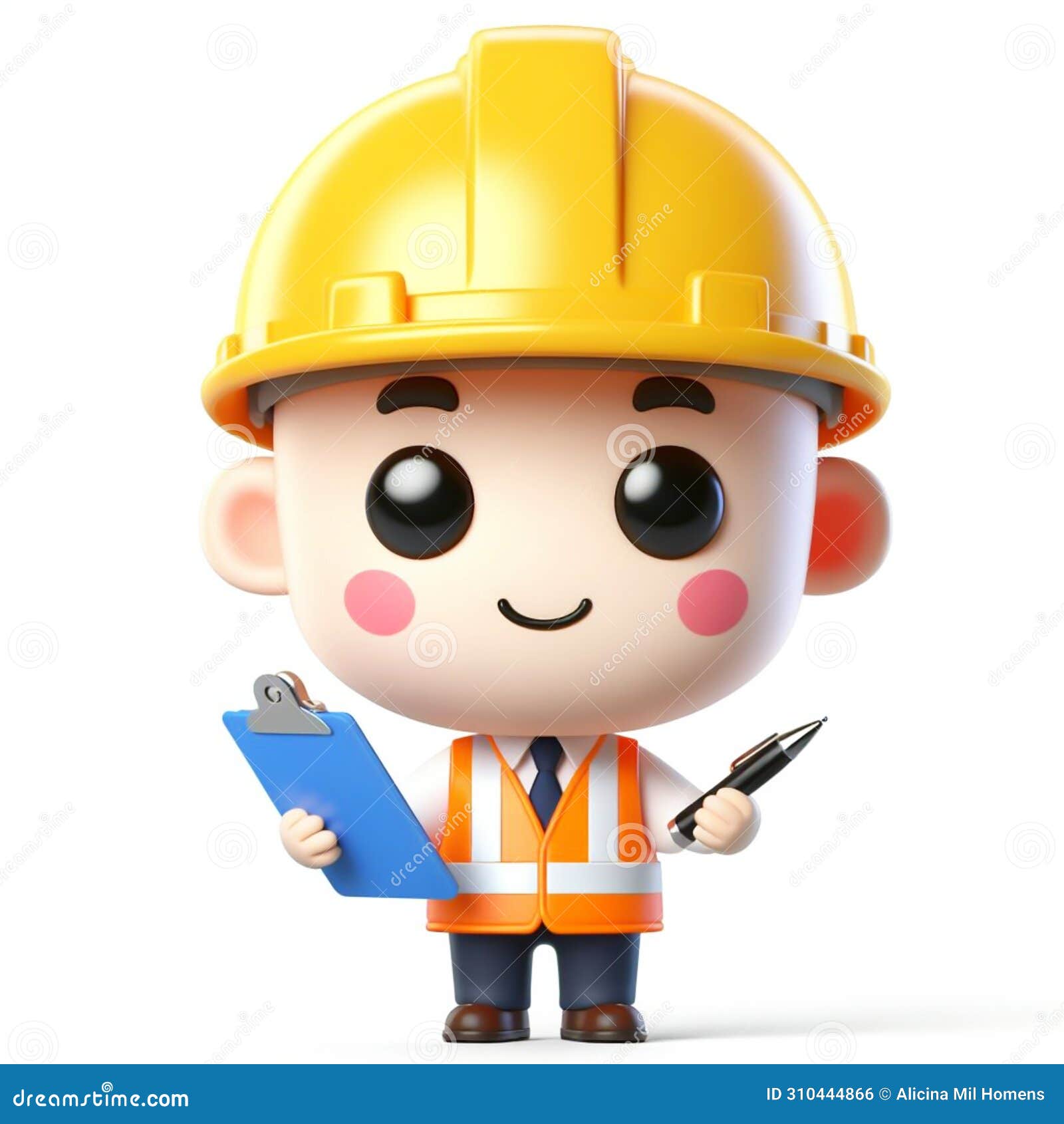 Cute Worker Wearing Helmet Stock Photography | CartoonDealer.com #263350154