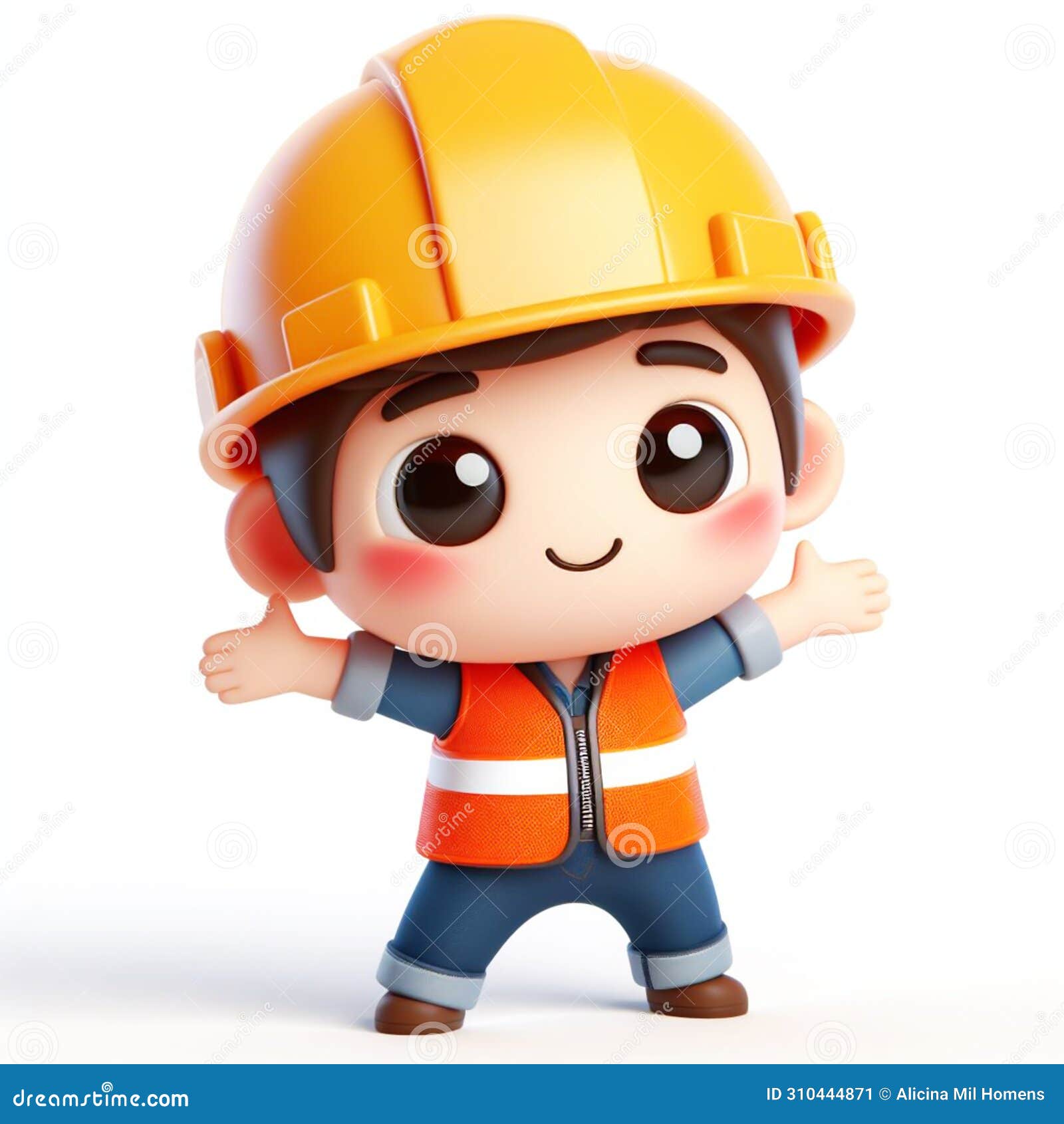 Cute Worker Wearing Helmet Stock Photography | CartoonDealer.com #263350154