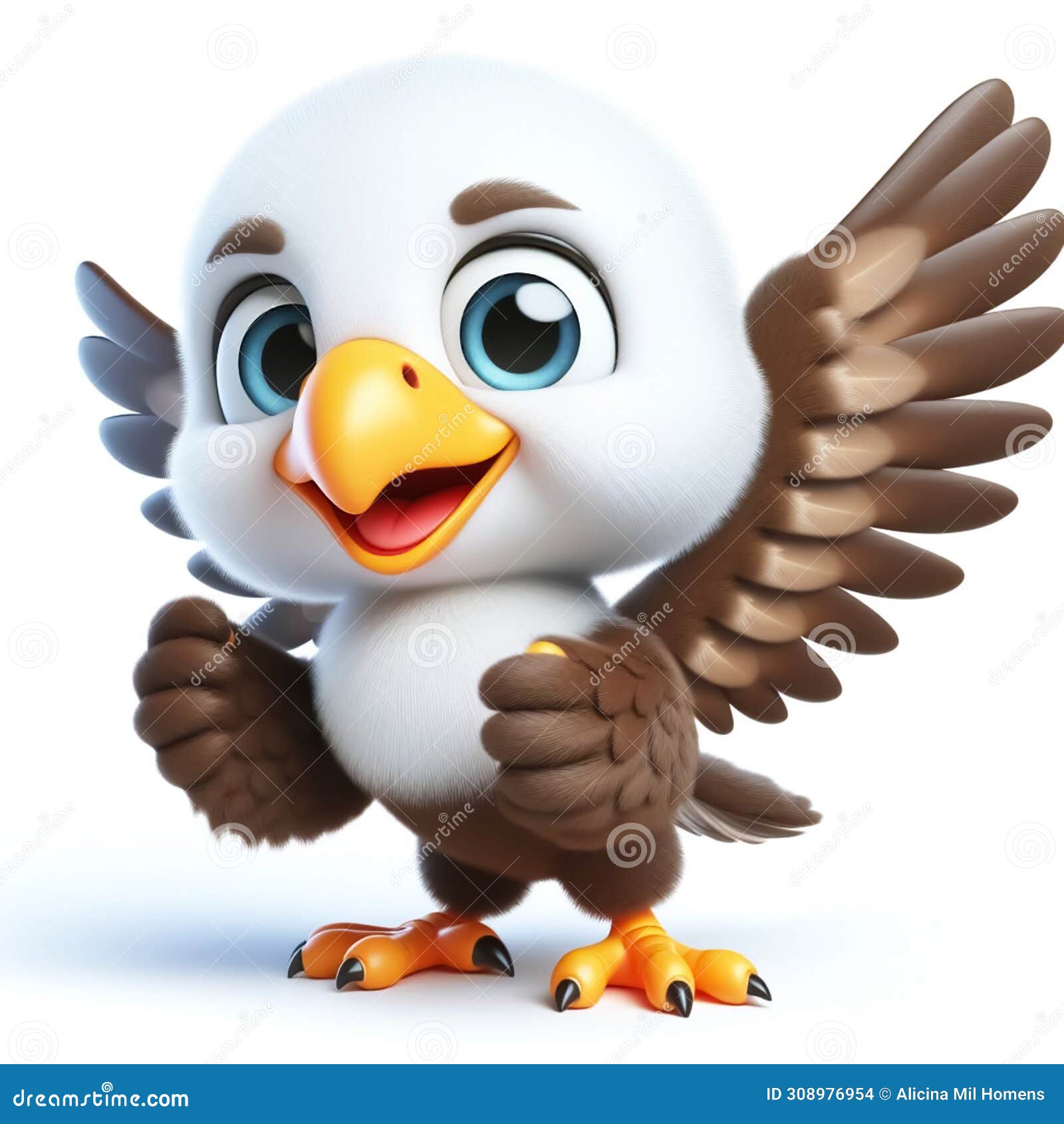 3D Funny Eagle Cartoon. Birds in the Wild for Illustrations for ...